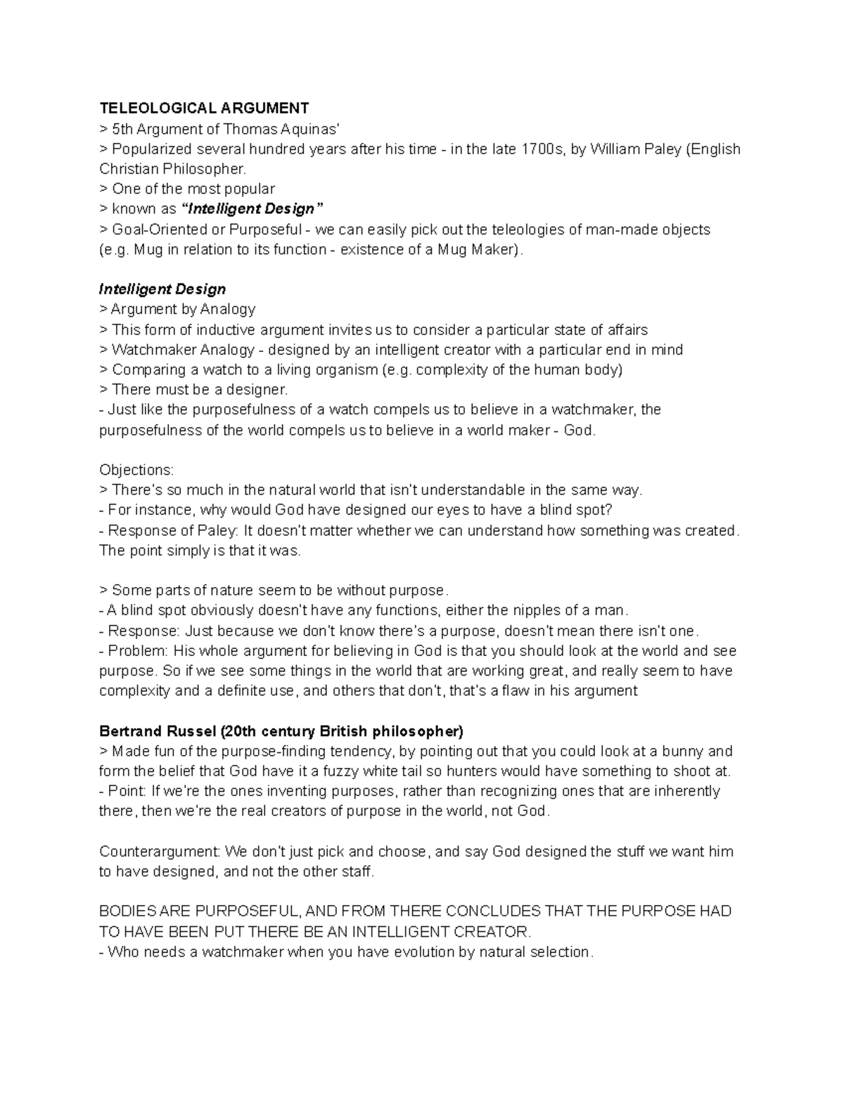 5- Teleological- Arguments - TELEOLOGICAL ARGUMENT > 5th Argument of ...