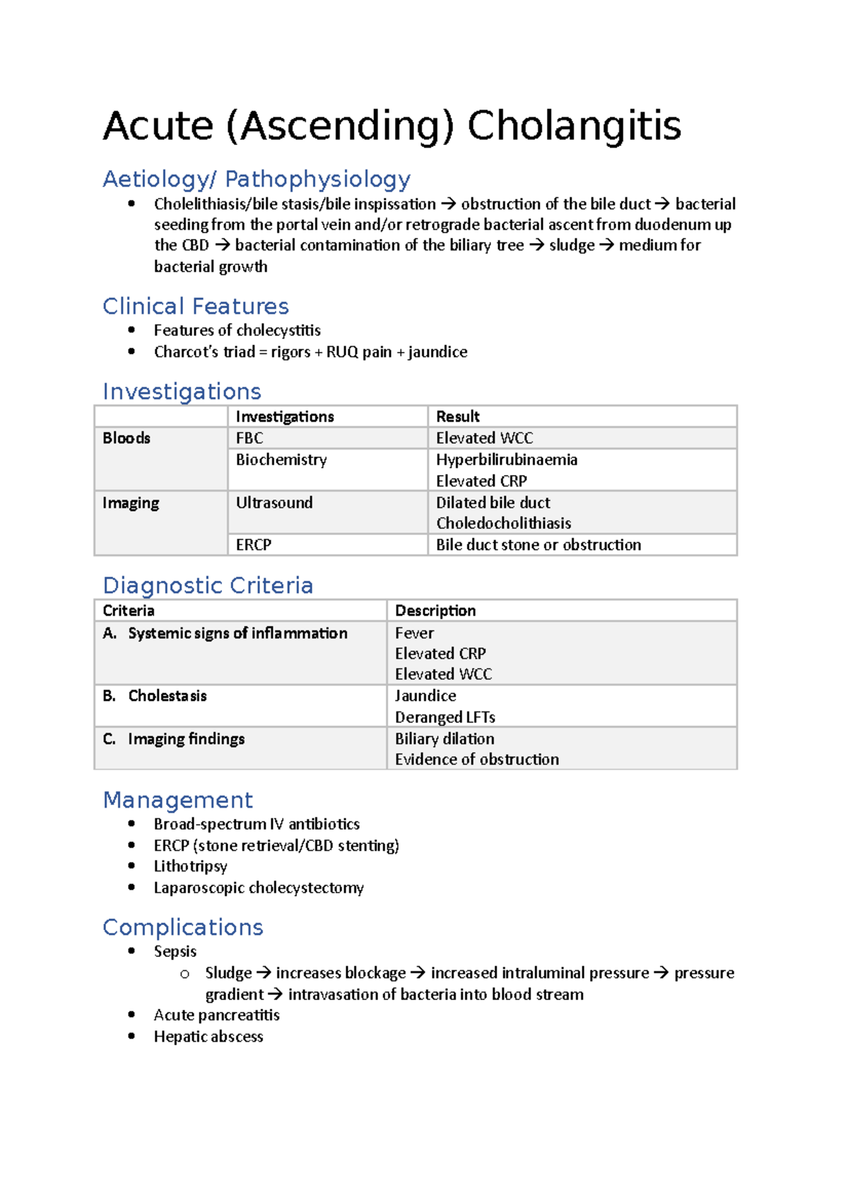 Cholangitis - Acute (Ascending) Cholangitis Aetiology/ Pathophysiology ...