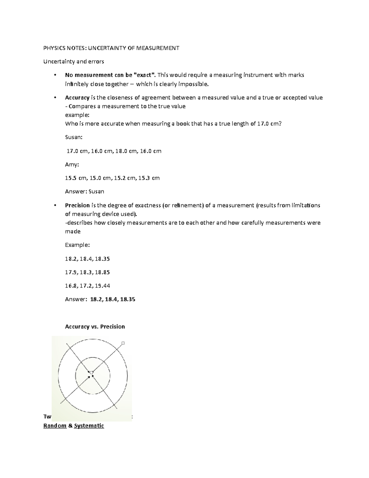Physics Notes Uncertainty-OF- Meausrement - PHYSICS NOTES: UNCERTAINTY ...