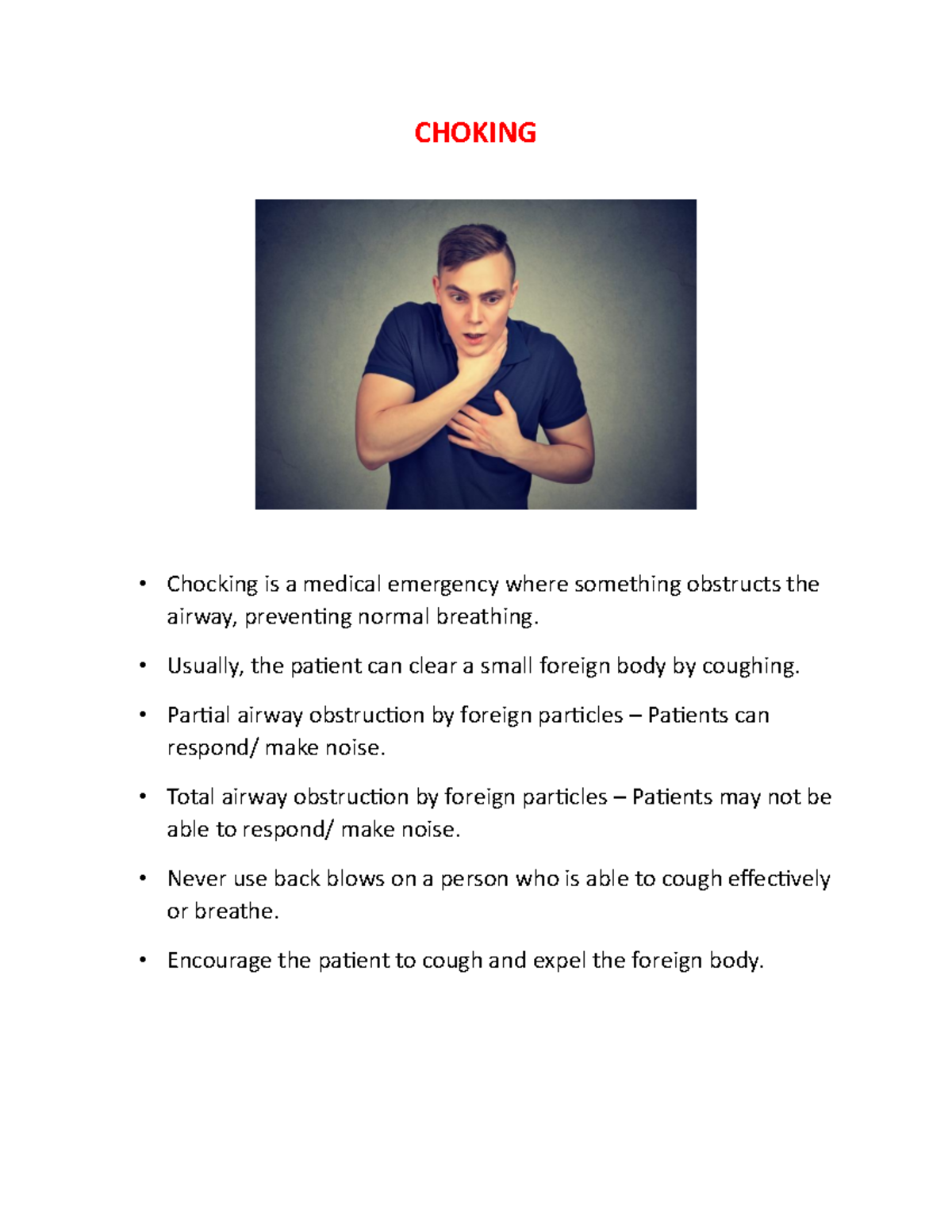 Choking 1 - practice questions and answers - CHOKING Chocking is a ...
