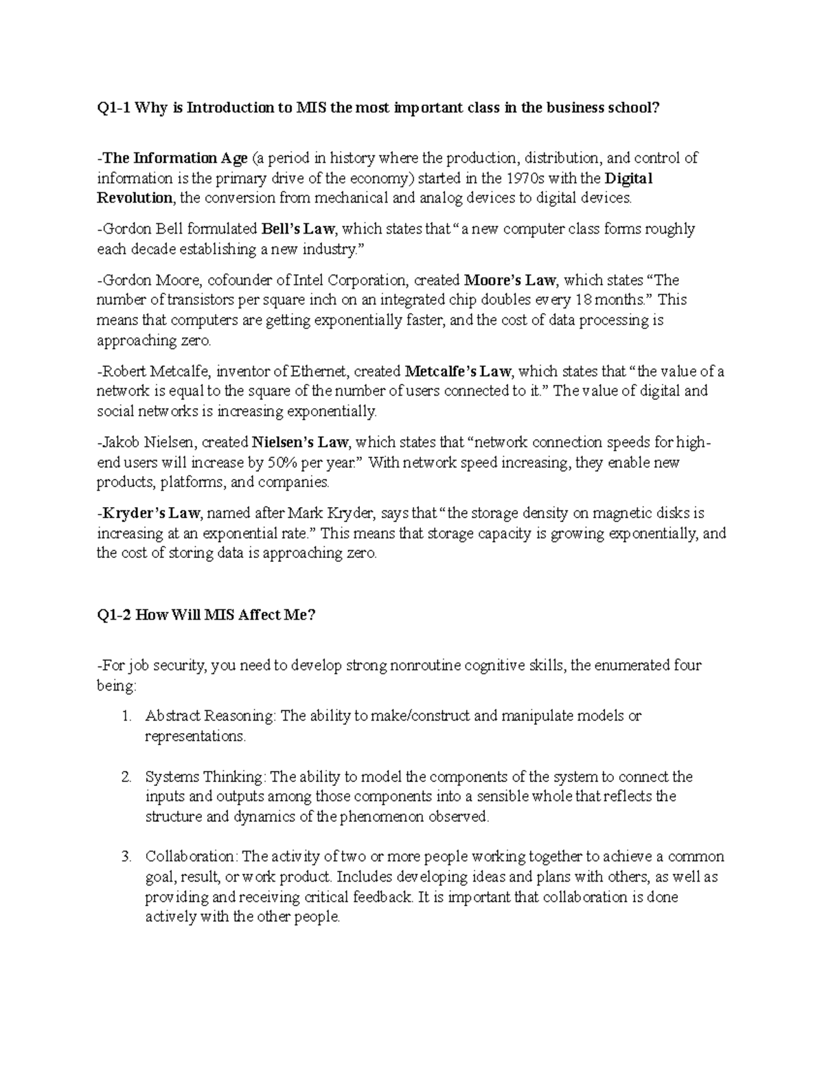 Using MIS: Chapter 1 - The Importance of MIS - Q1-1 Why is Introduction ...
