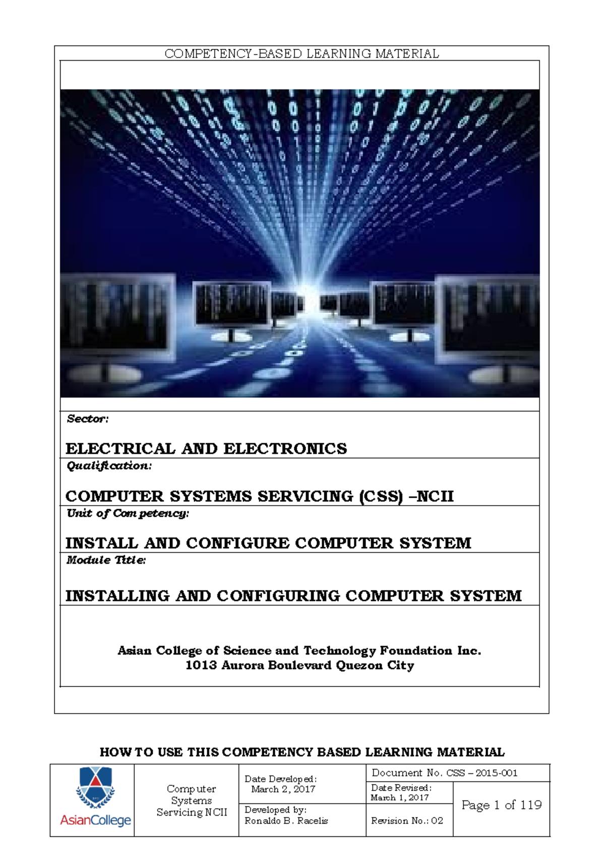 CBLM CSS COC1 Install and Configure Computer System - COMPETENCY-BASED LEARNING MATERIAL Sector ...