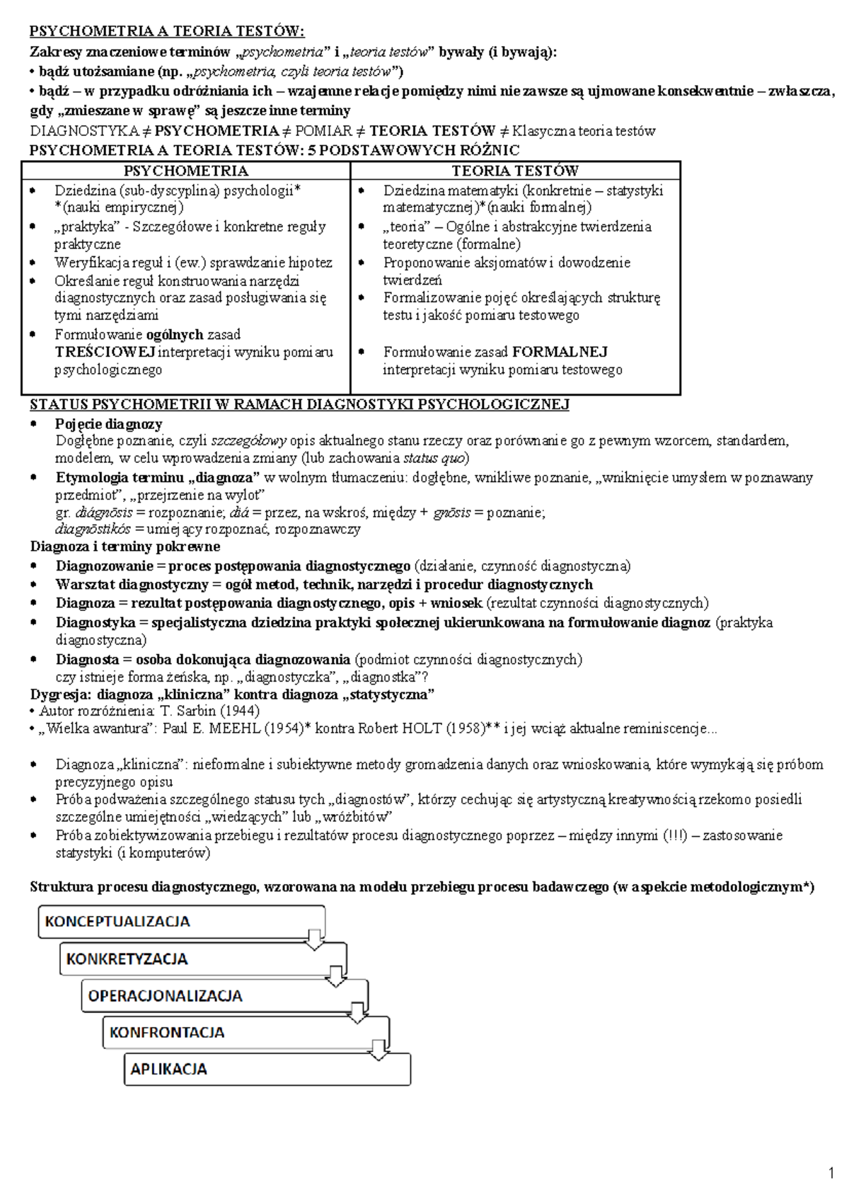 Wykłady z psychometrii tekst ciągły - PSYCHOMETRIA A TEORIA TESTÓW ...