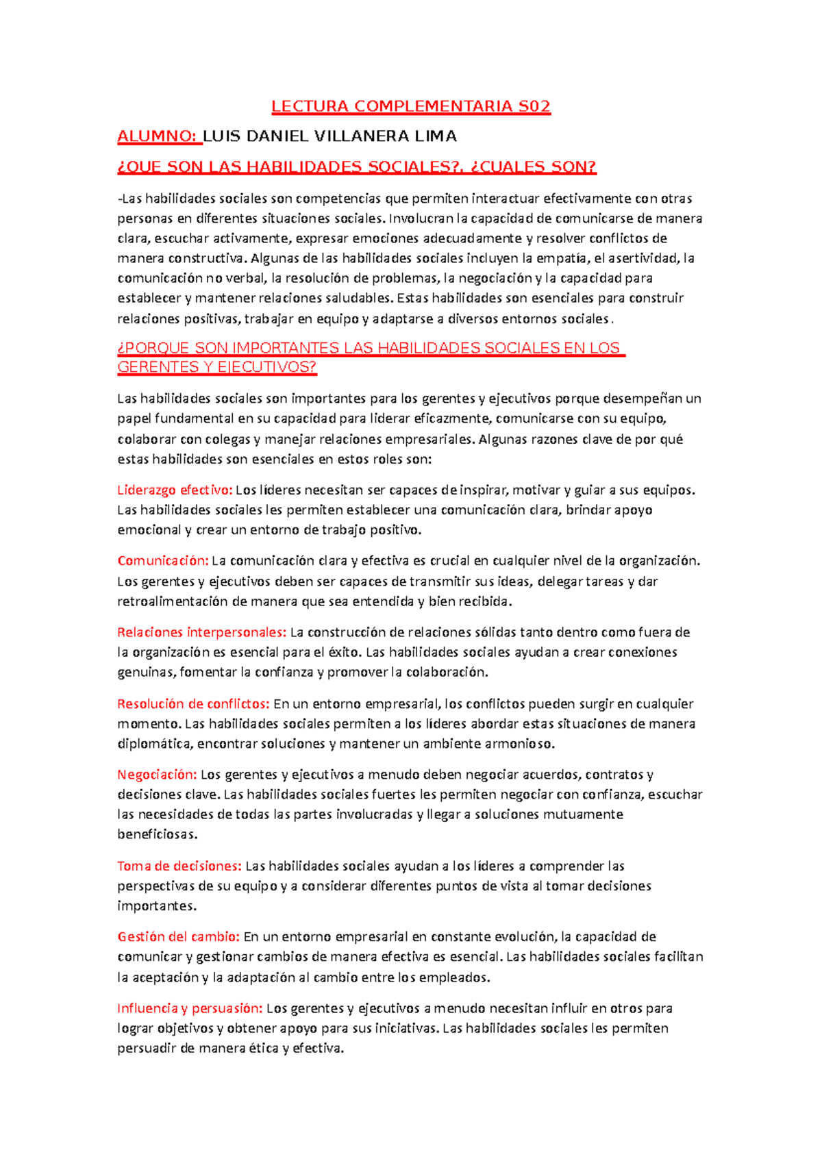 Lectura Complementaria S02 - LECTURA COMPLEMENTARIA S ALUMNO: LUIS DANIEL VILLANERA LIMA ¿QUE ...