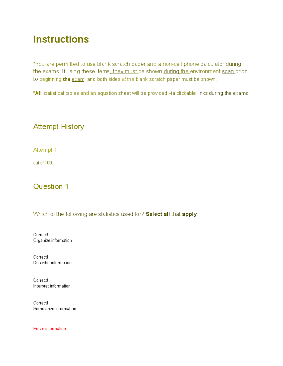 Statistics Module 1 Exam - Instructions *You are permitted to use blank ...