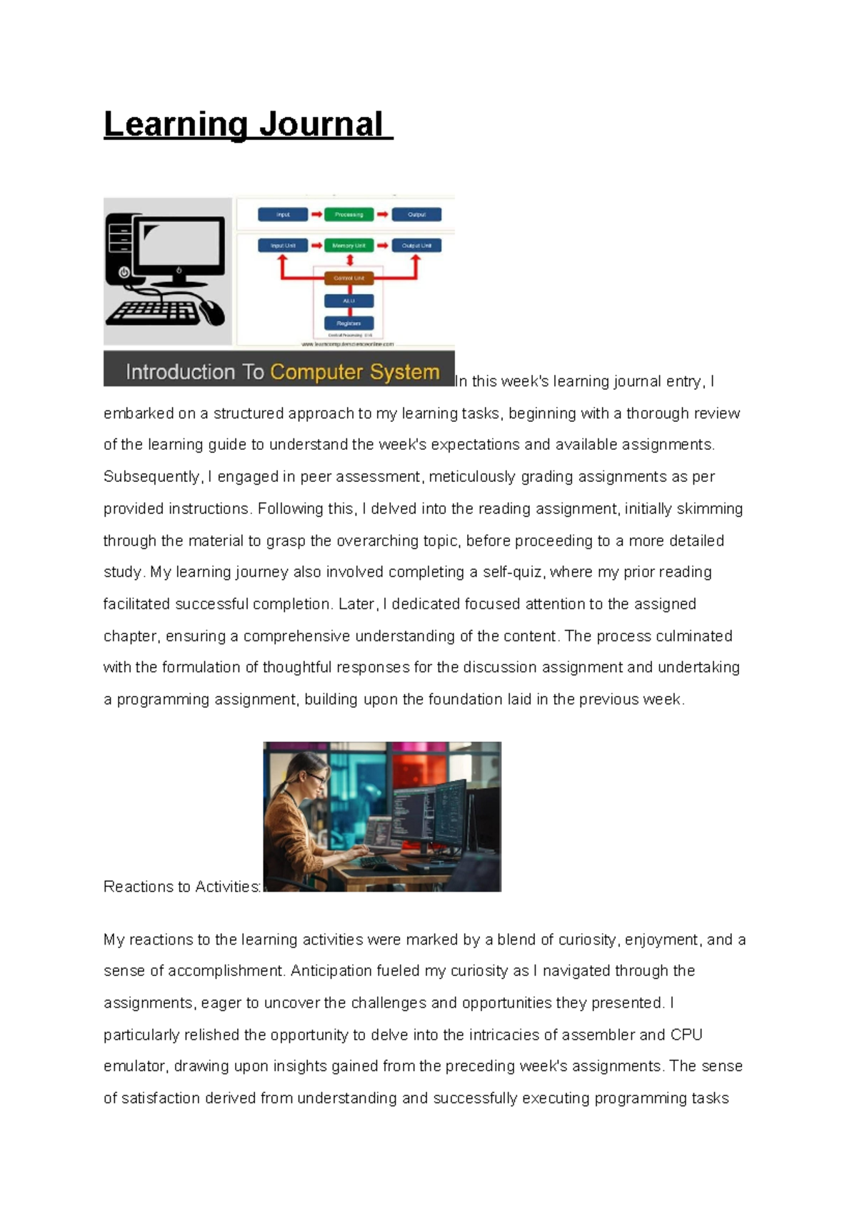 Lj7 - Learning Journal In this week's learning journal entry, I ...