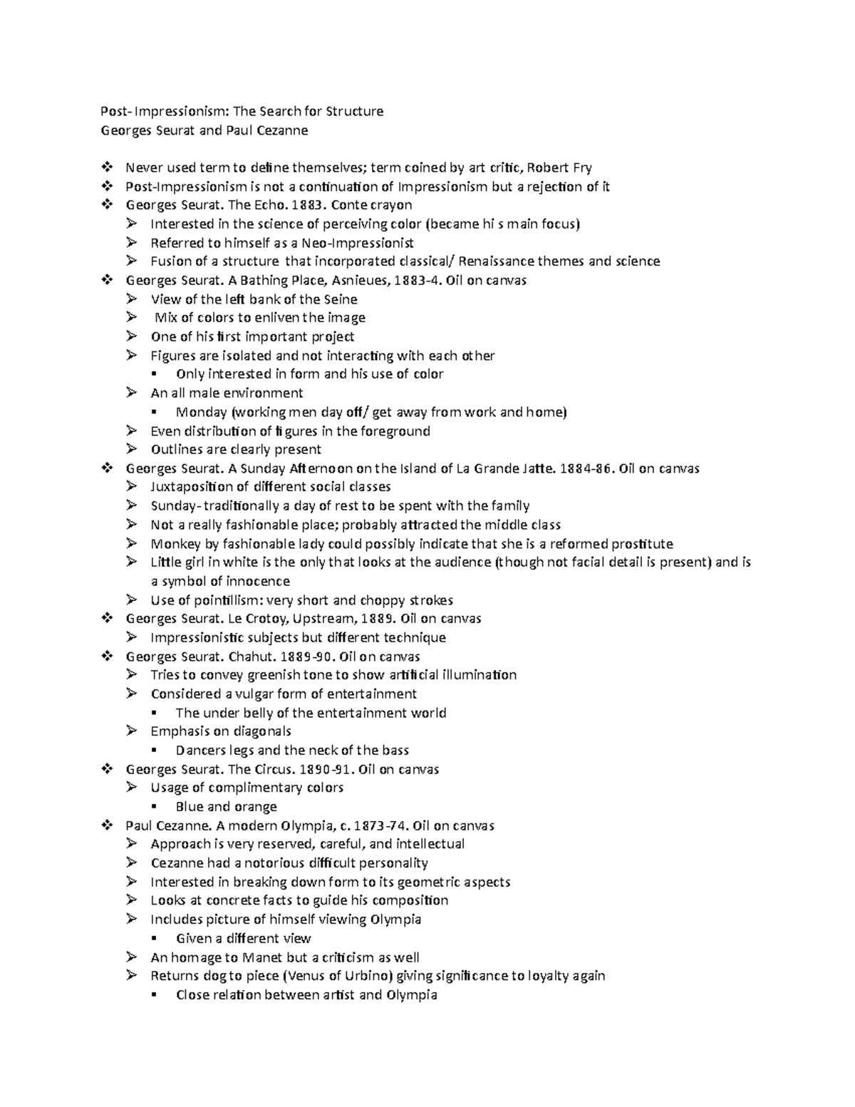 Seurat and Cezanne - Dr. Stacy Schultz - Impressionism: The Search for ...