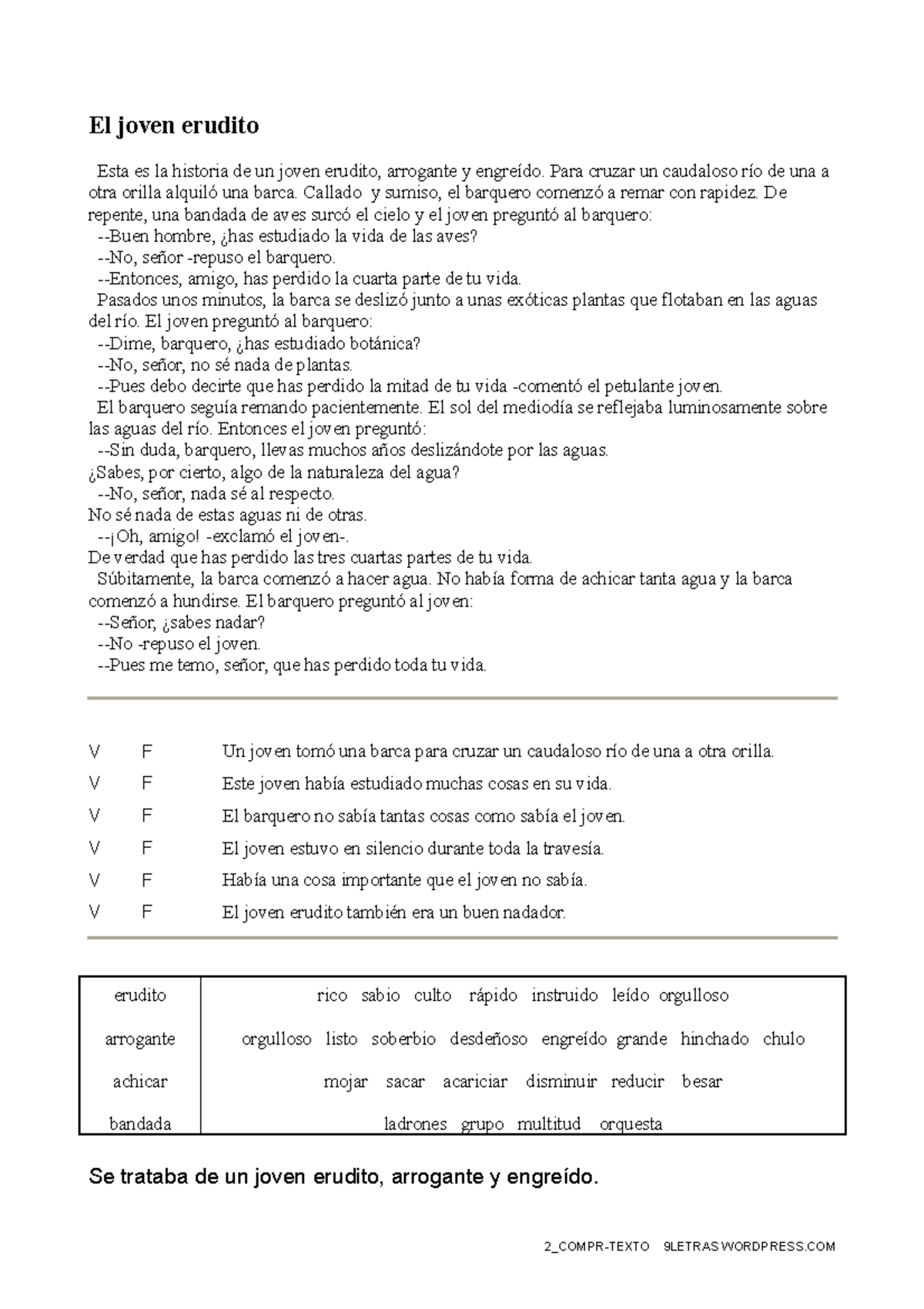 2 compr-texto - EJERCICIOS - El joven erudito Esta es la historia de un ...