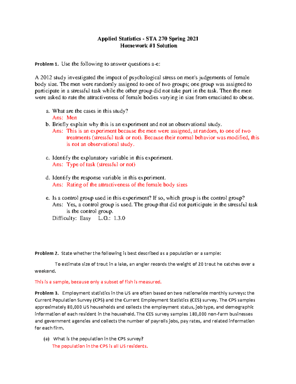Homework 1 Key Applied Statistics Sta 270 Spring 2021 Homework 1 Solution Problem 1 Use