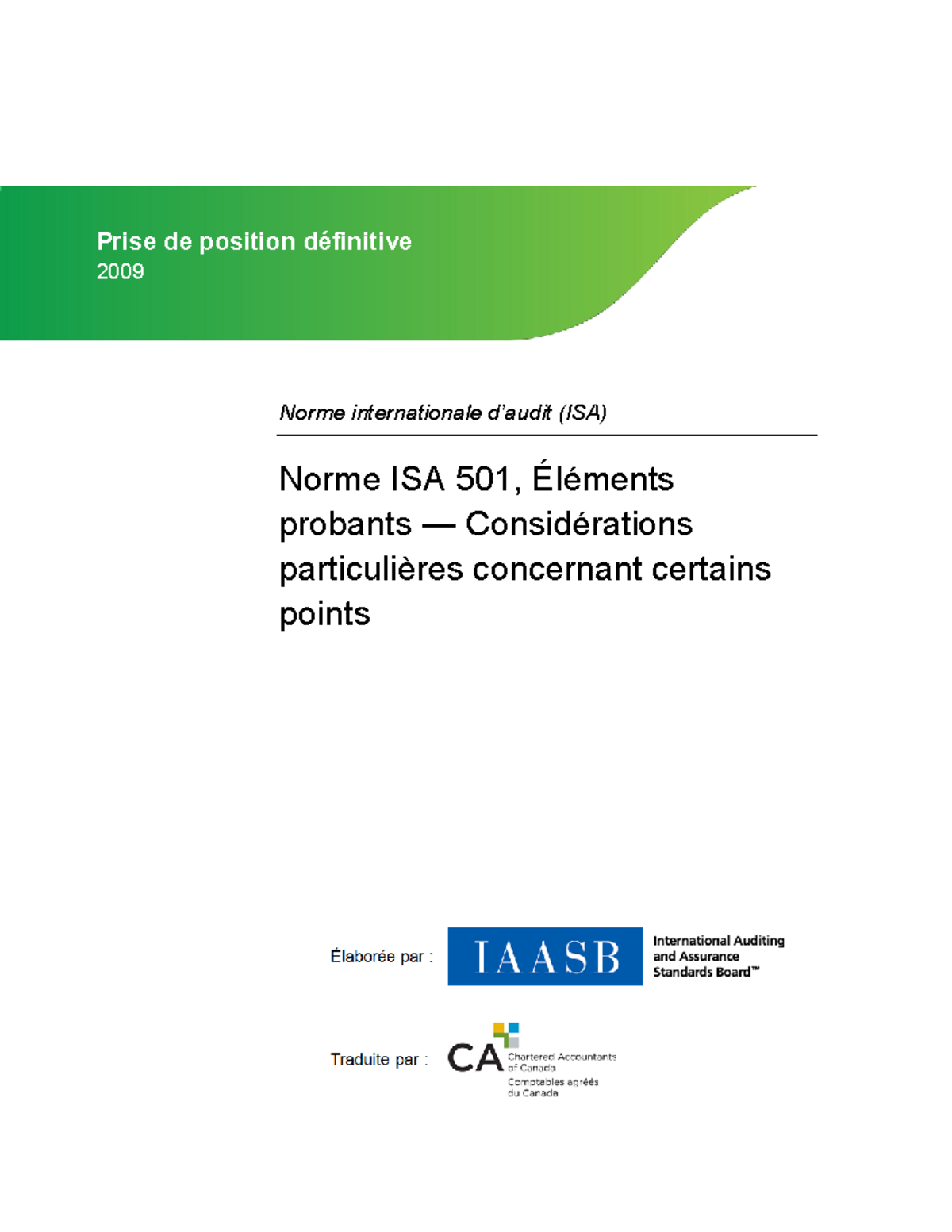 NCA 501 - NORME NCA - IFAC Board Norme internationale d’audit (ISA ...