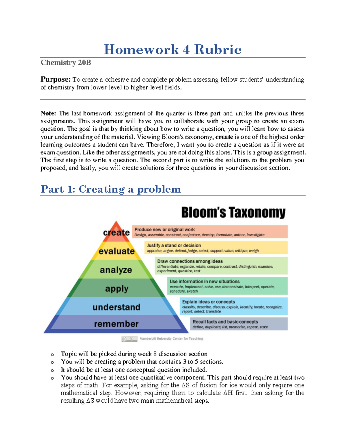 Chemistry 20B - Professor Barr - Assignment 4 - Homework 4 Rubric ...