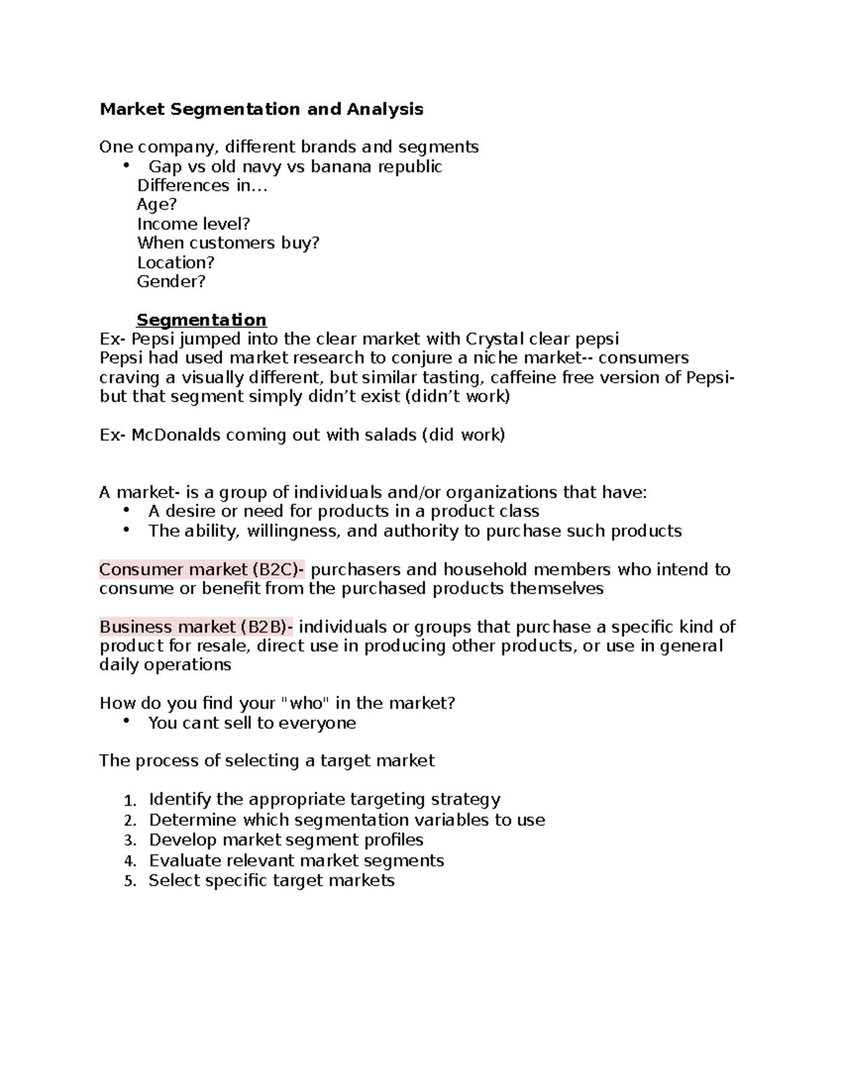 Market Segmentation and Analysis - .. Age? Income level? When customers ...