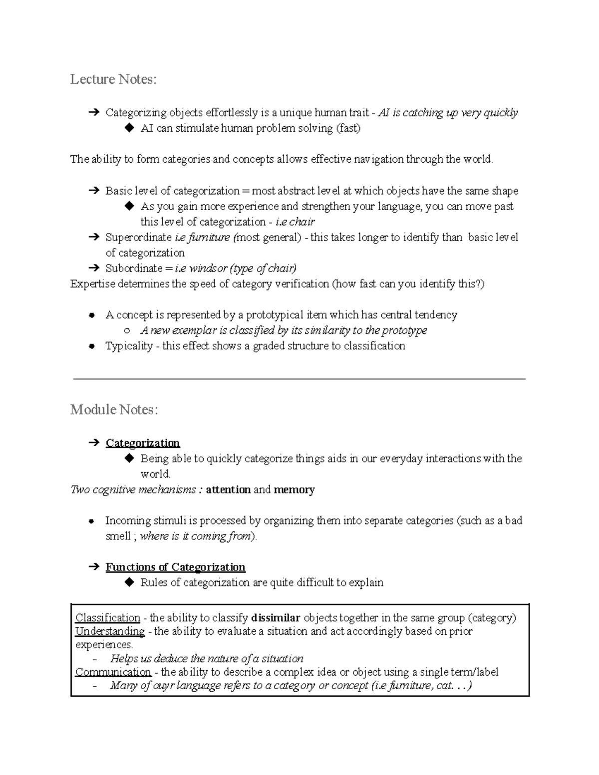 07 Categories And Concepts Lecture Notes Lecture Notes Categorizing Objects Effortlessly
