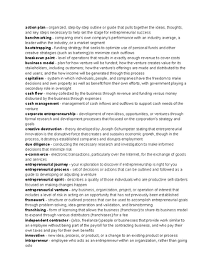 Chapter 1 Key Terms - career entrepreneur - someone who takes on the ...