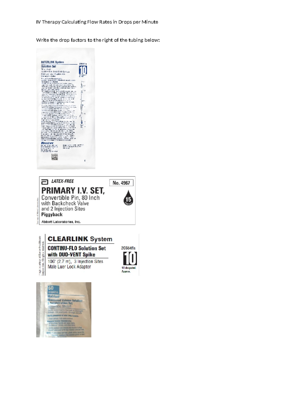 Drop Factor - IV Therapy Calculating Flow Rates in Drops per Minute ...
