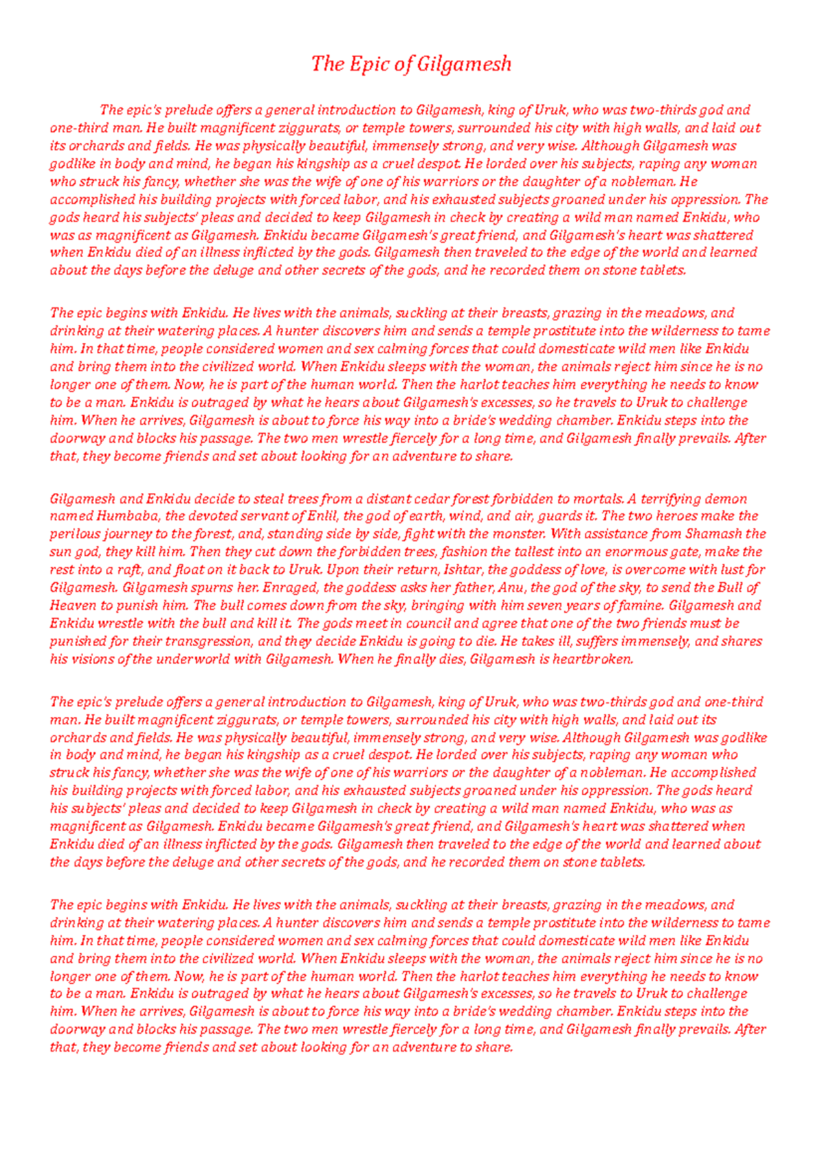 The Epic of Gilgamesh - He built magnificent ziggurats, or temple ...