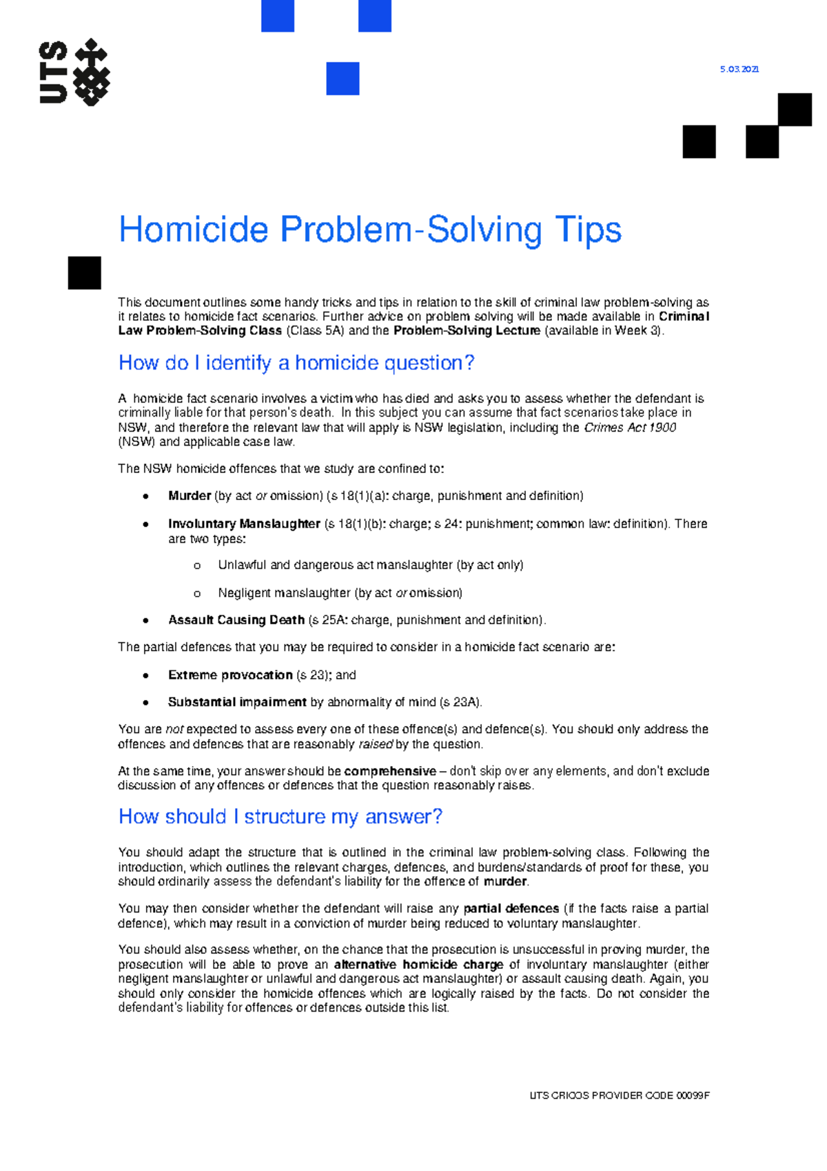 Lecture Notes Problem Solving Tips Uts Cricos Provider Code 00099f