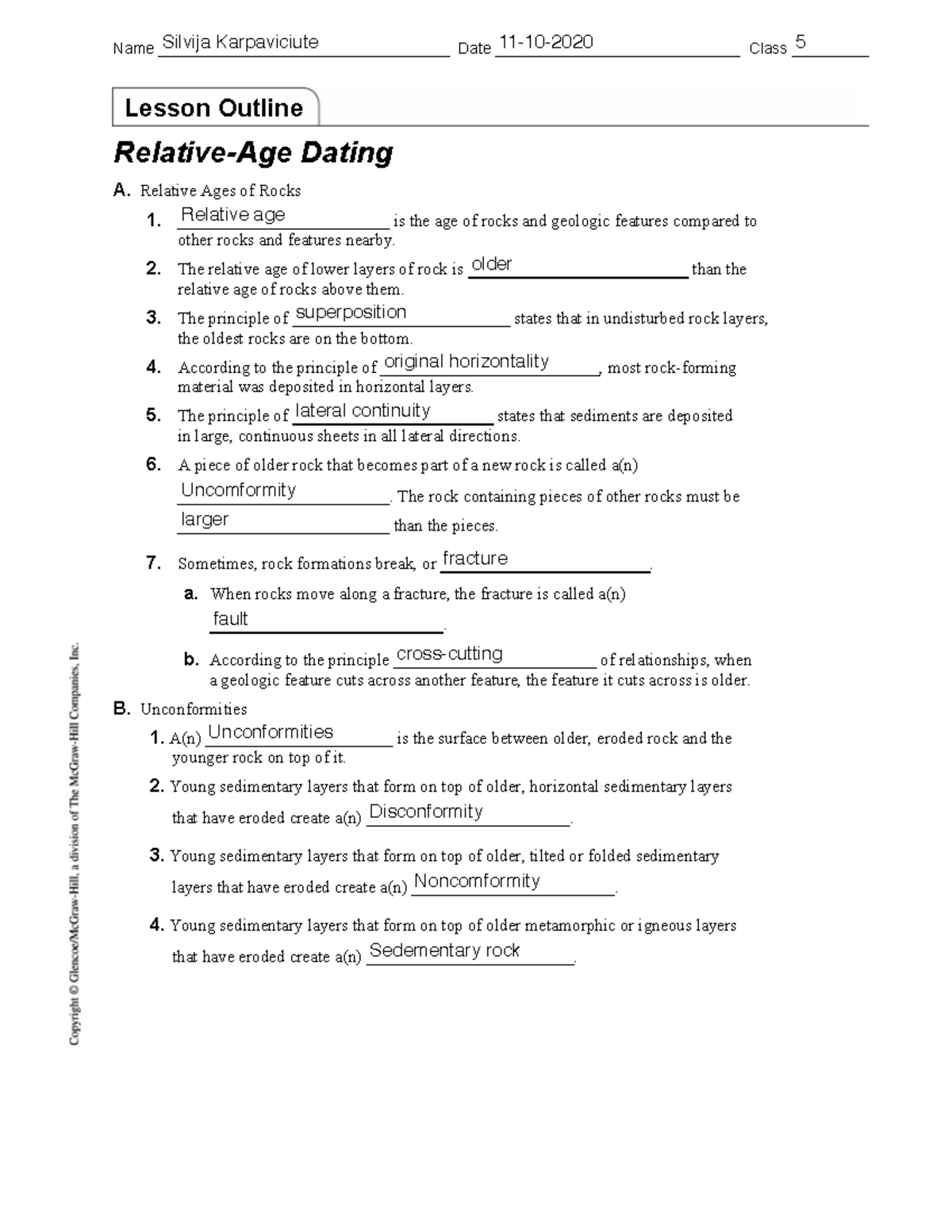3 - 1 Teams Assignment - its hard - Name Date Class Relative-Age Dating ...