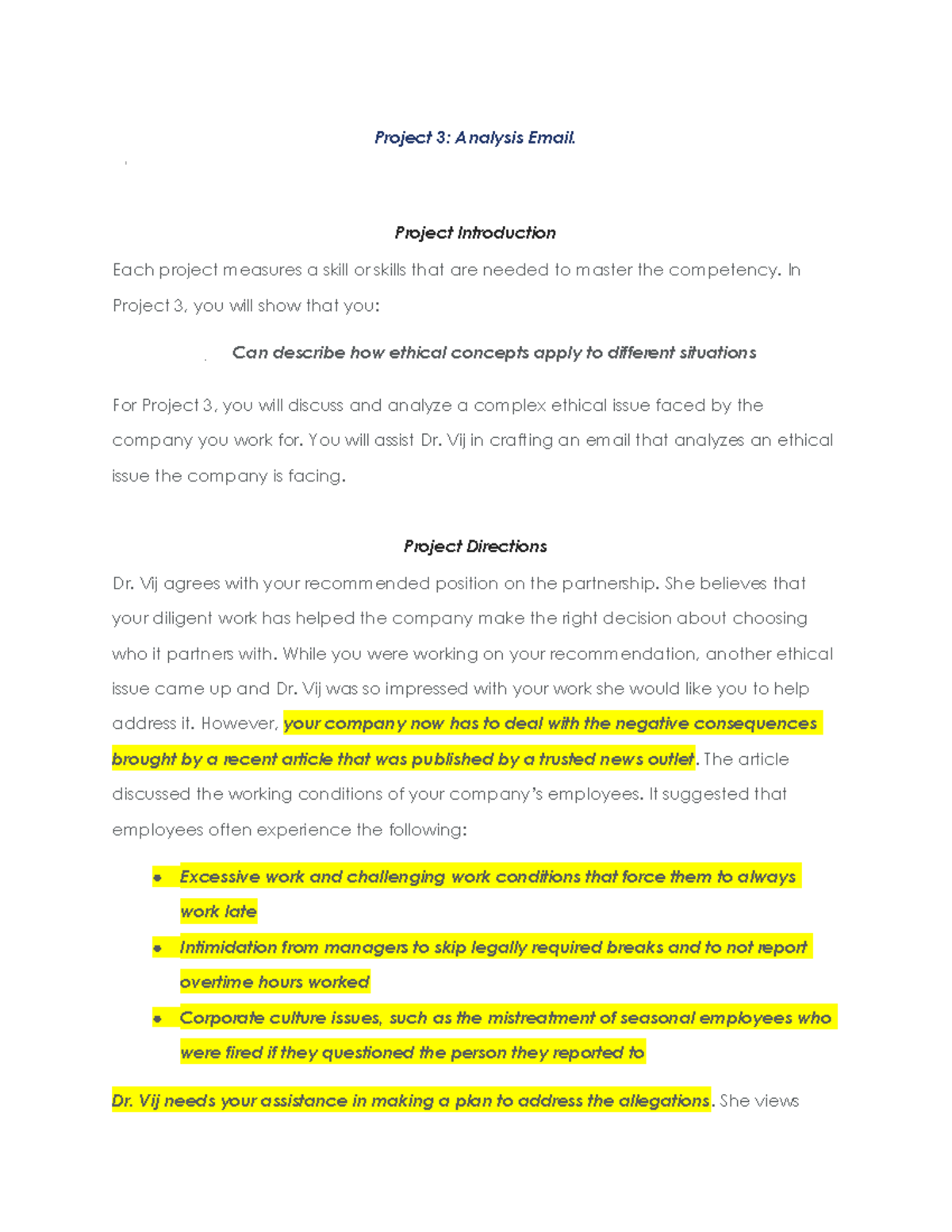 Copy of Project 3 Analysis Email - Project 3: Analysis Email. Project ...