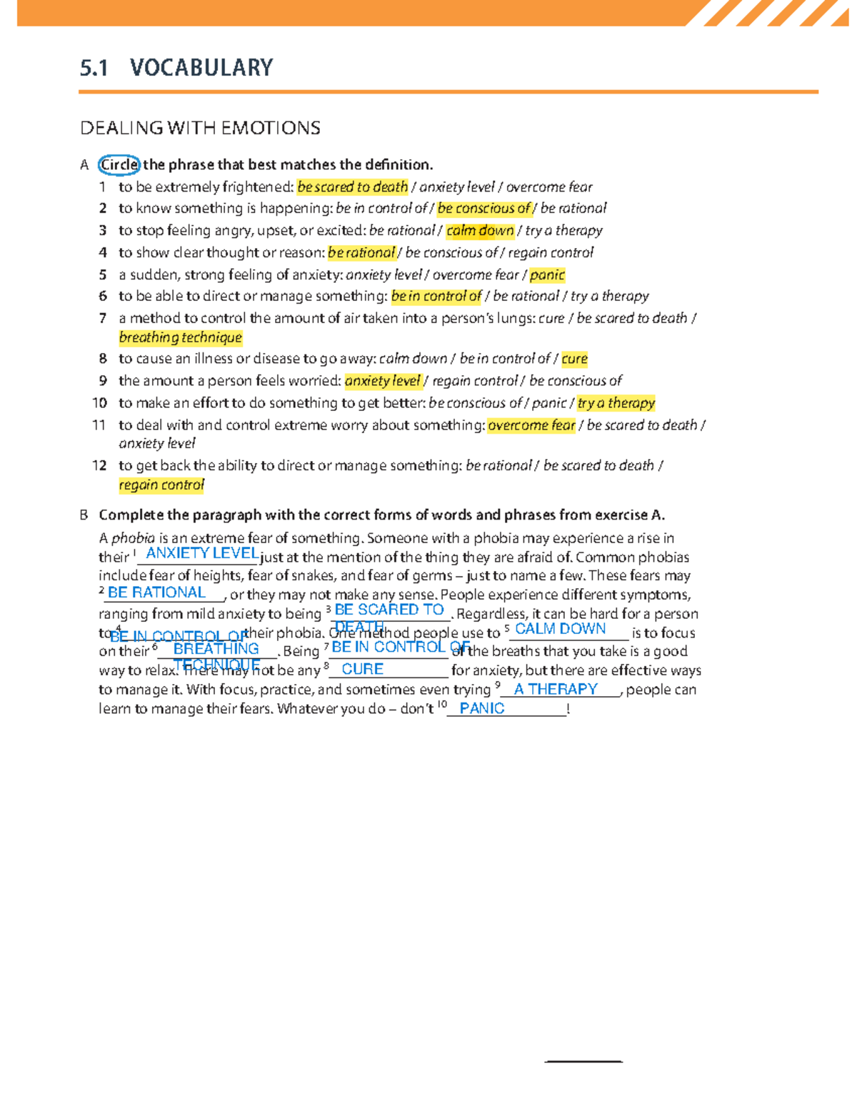 BUS Program Evolve 5 Lesson Plan 5 Handout 1 - DEALING WITH EMOTIONS A ...