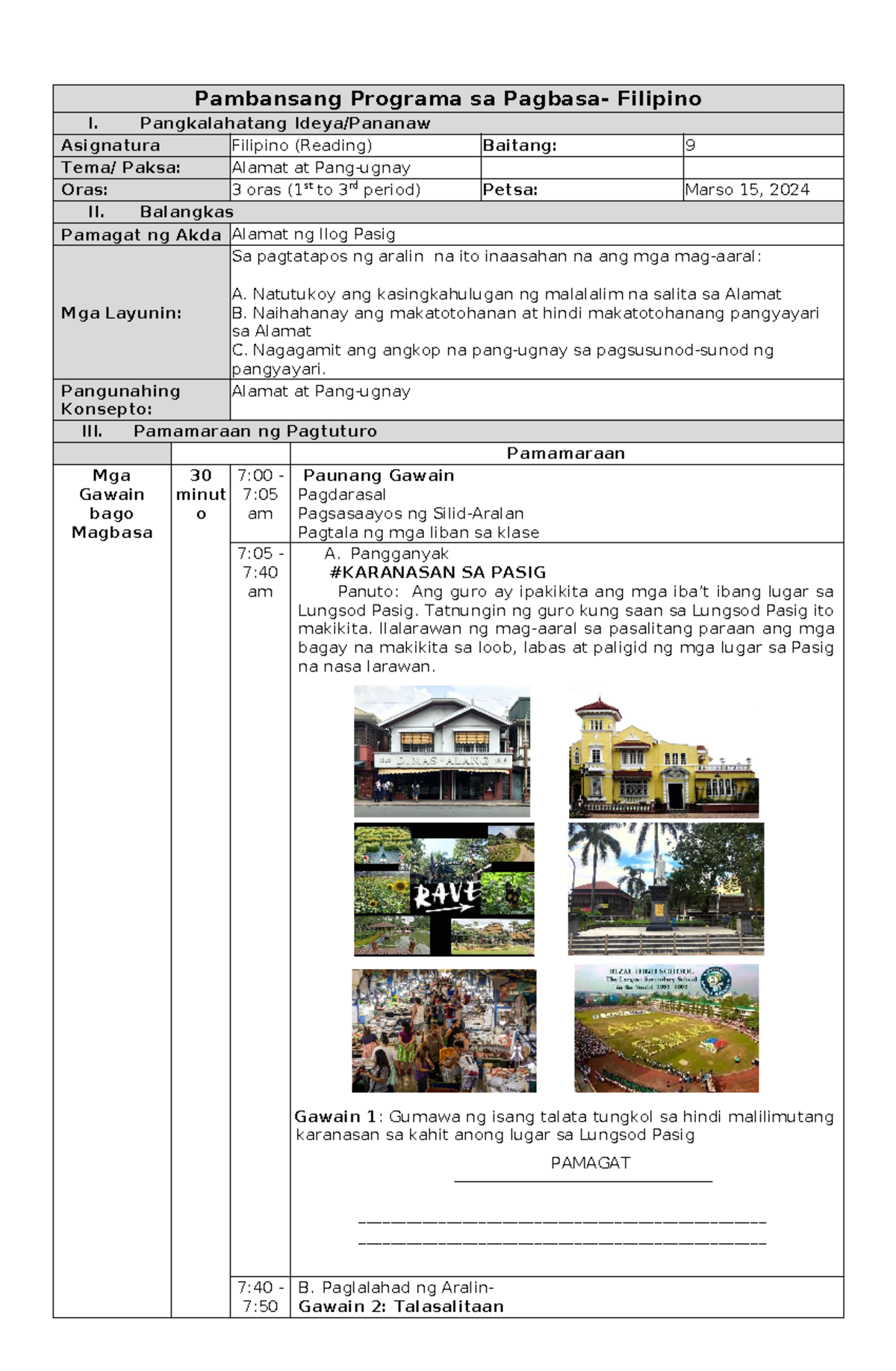 Filipino-9 Alamat-Lesson-Plan-Catch-Up-Friday-3 - Pambansang Programa ...