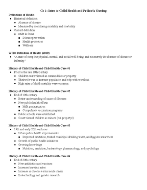 PEDS Ch 13 - Lecture Notes for chapter 13 - Ch 13: Key Pediatric ...
