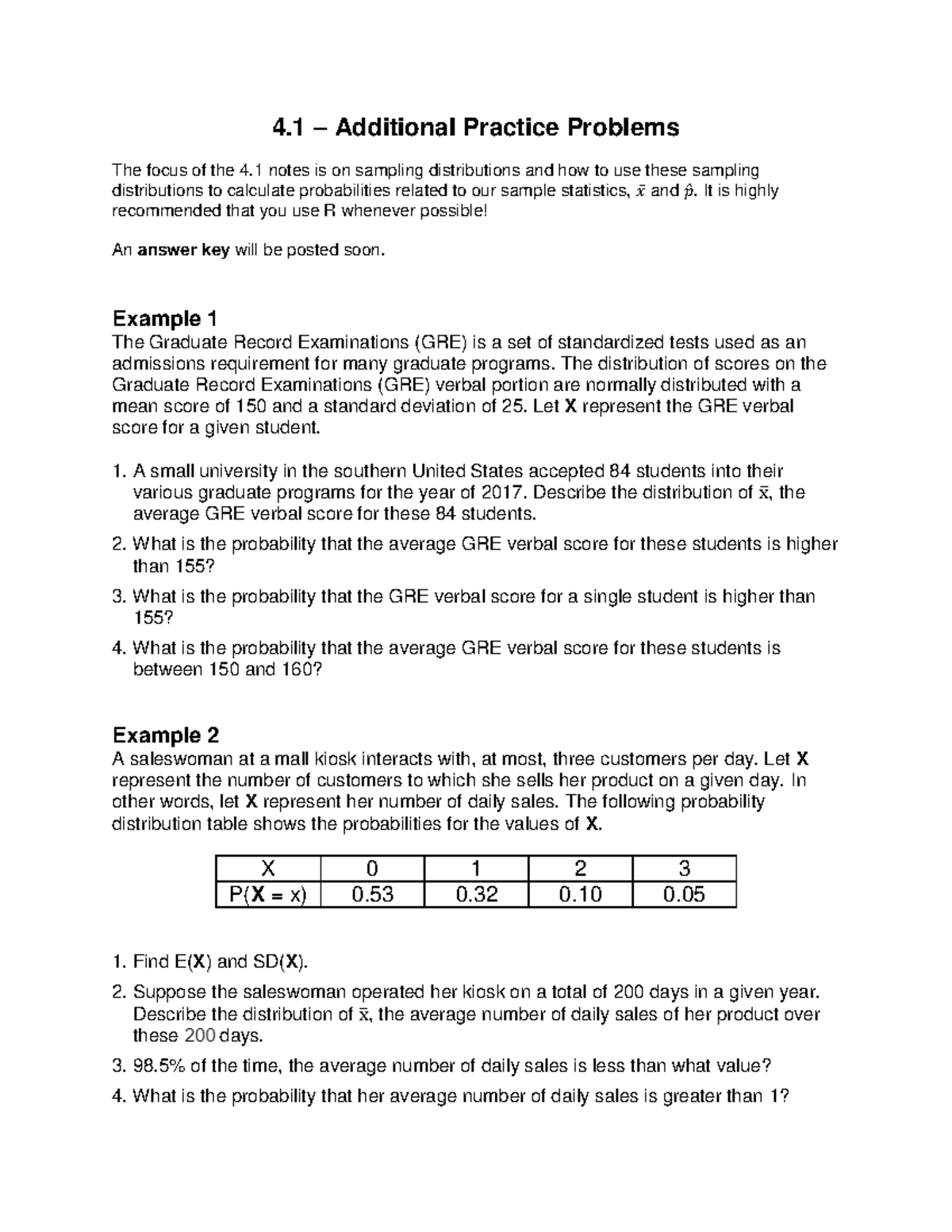 41 Additional Practice Problems 4 Additional Practice Problems The Focus Of The 4 Notes Is 