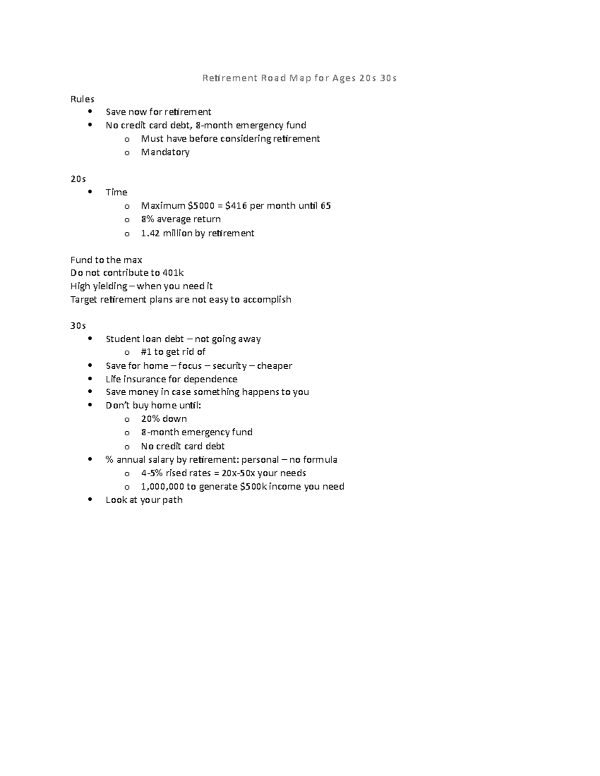 Retirement Road Map for Ages 20s and 30s - Retirement Road Map for Ages ...