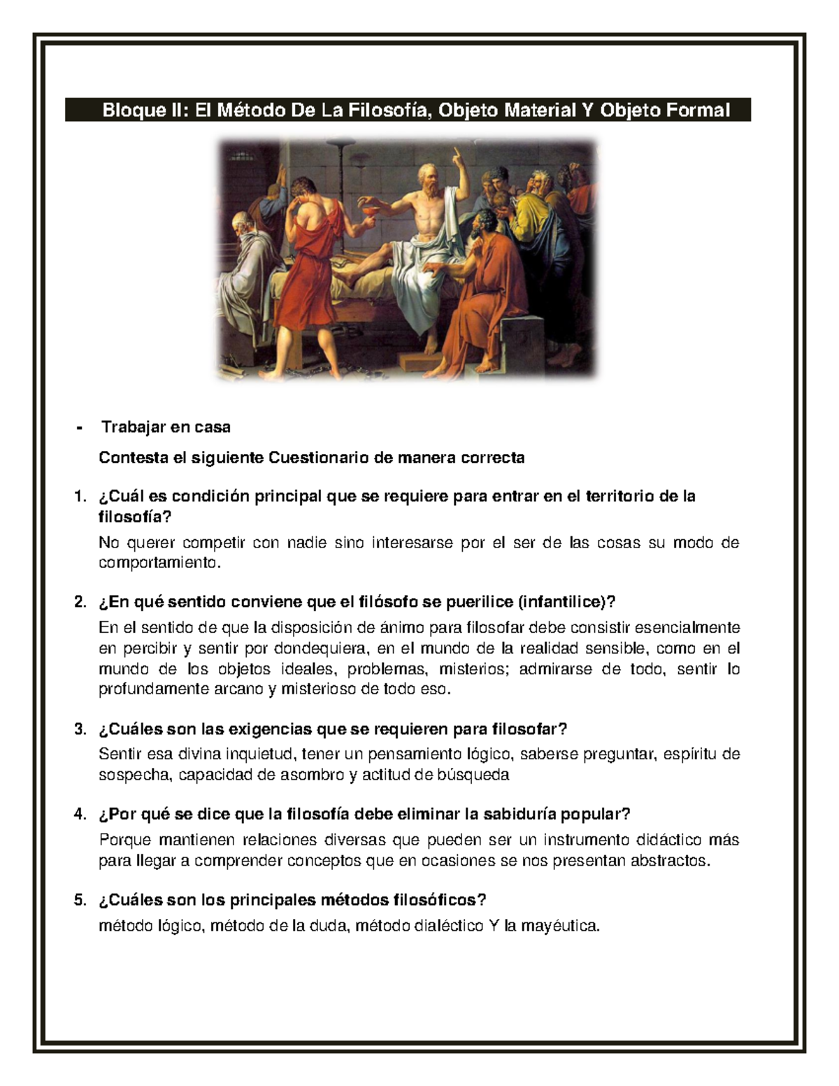 Bloque II. El Método De La Filosofía, Objeto Material Y Objeto Formal ...