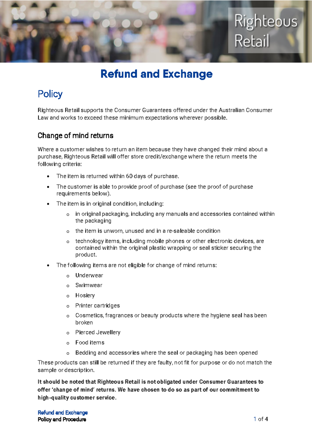 Sirxceg 002 Refund and Exchange Policy and Procedure - Refund and ...