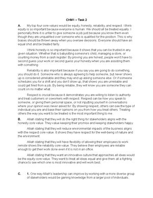 CHM1 Task 1 - S - Task 1 - CHM1 – Task 1 A. Self-Awareness: 5 Self ...