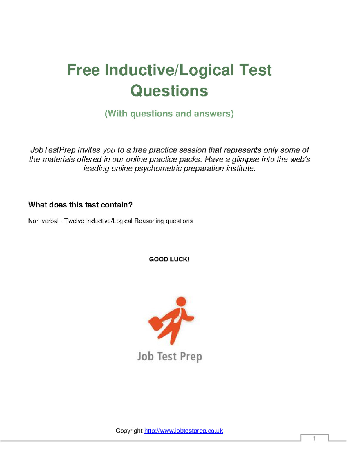 Free logical reasoning questions answers - Copyright jobtestprep.co ...