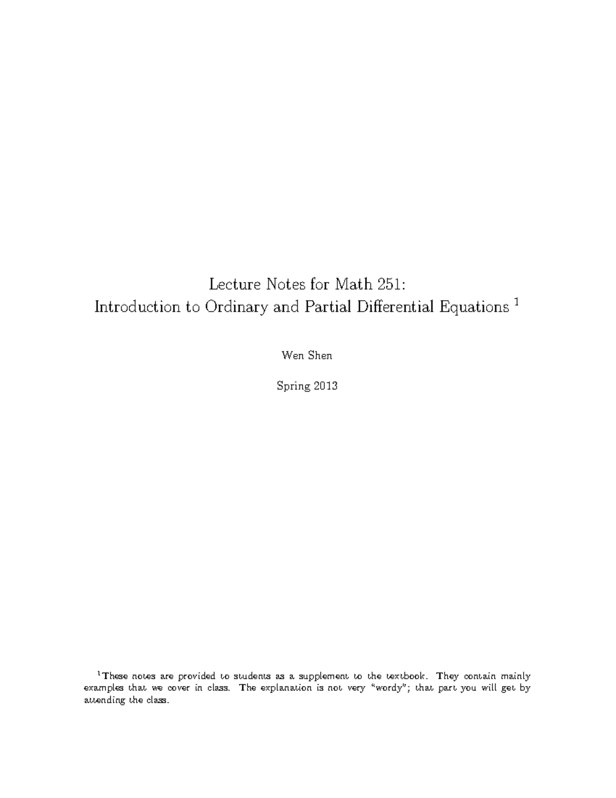 Lecture notes, Lecture All - 2013 Entire syllabus (MATH 251) - Lecture ...