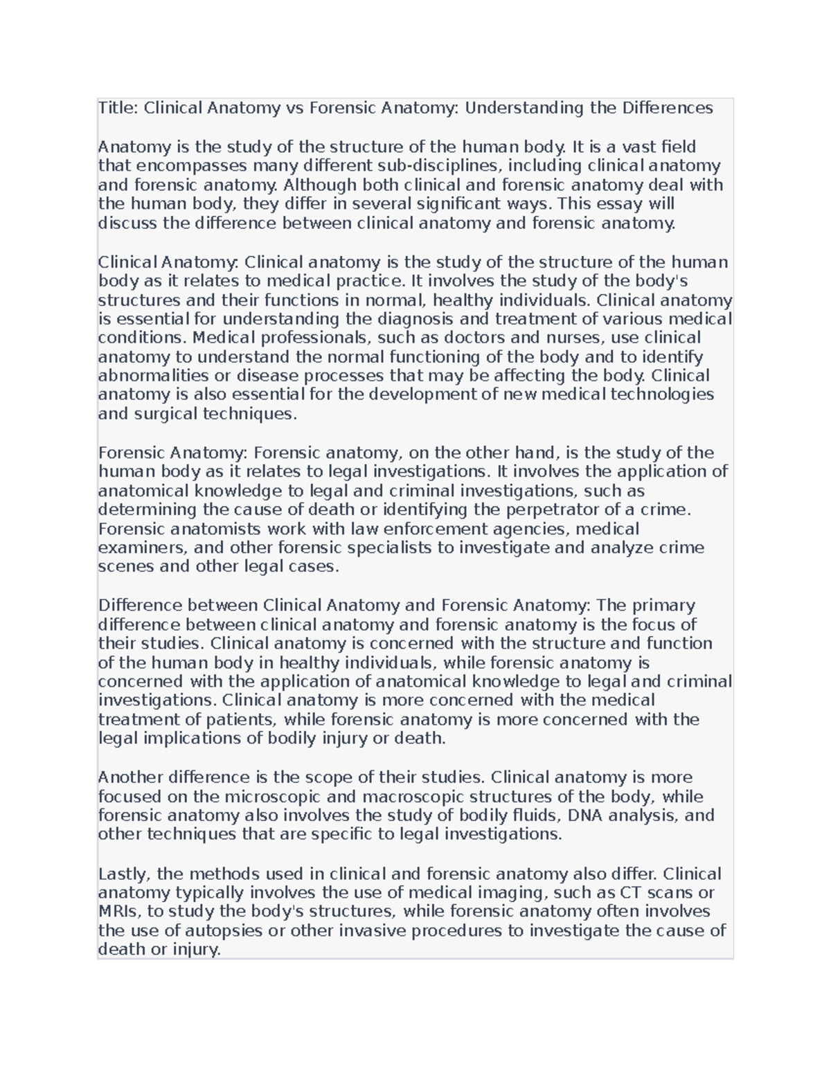 Clinical Anatomy vs Forensic Anatomy - Understanding the Differences ...