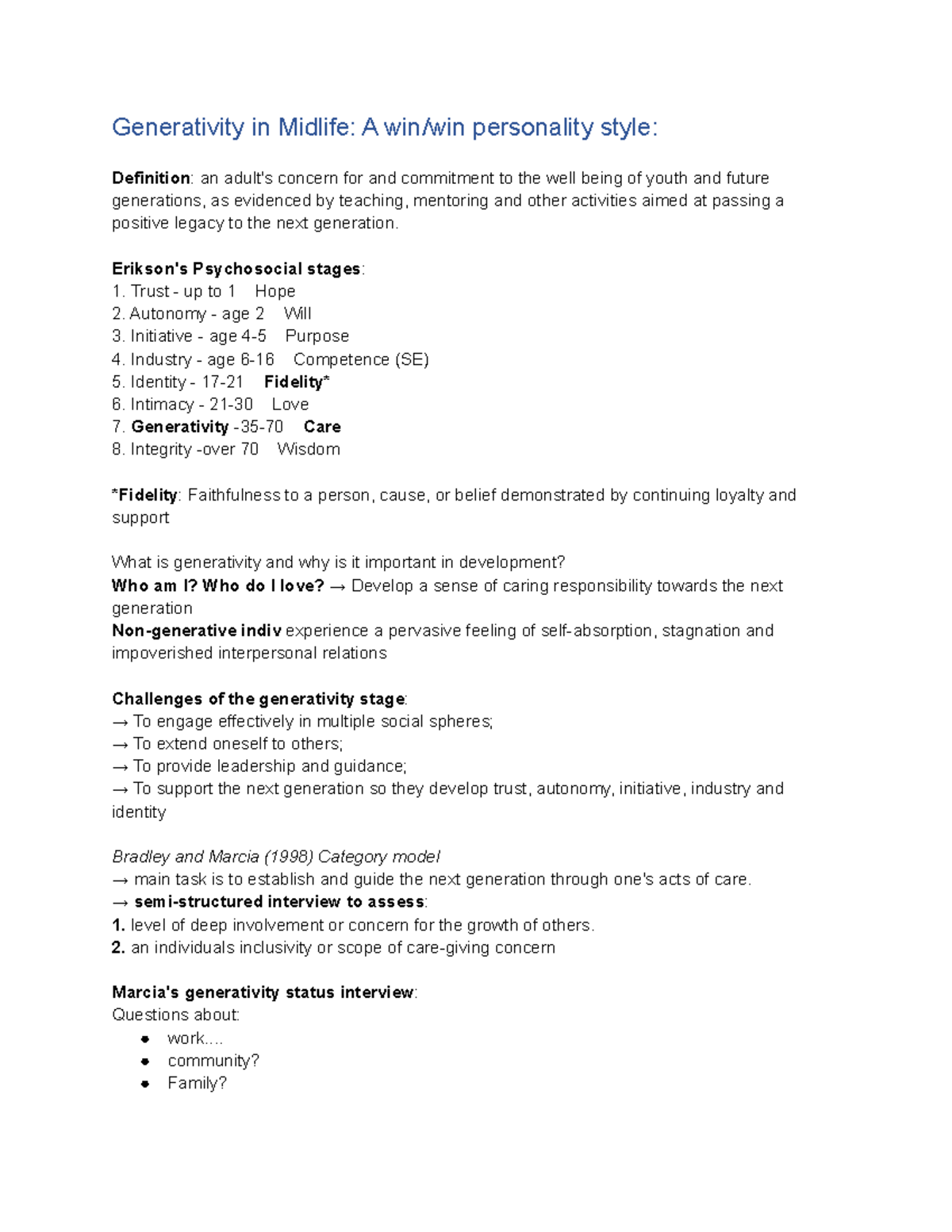PSYC 321 2022-03-15 Generativity - Generativity in Midlife: A win/win ...