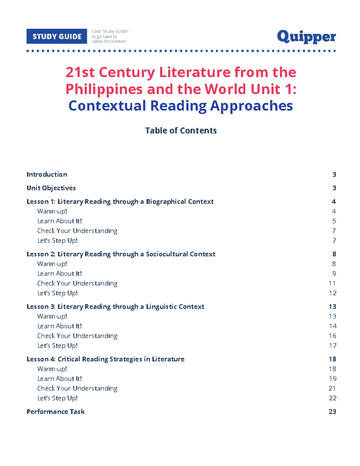 Literature Unit 1 Contextual Reading Approaches - 21st Century ...