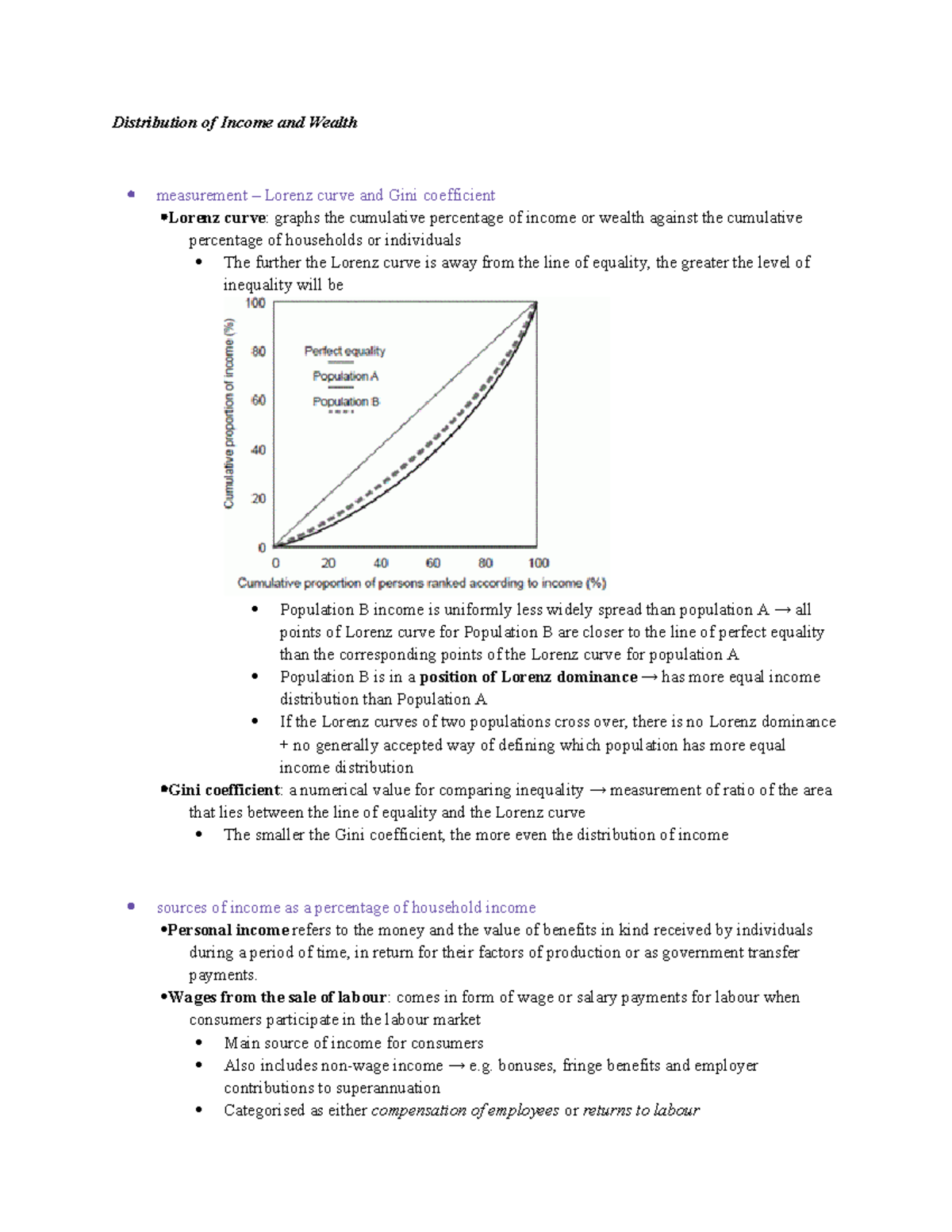 Economic Issues - Distribution of Income and Wealth Notes ...