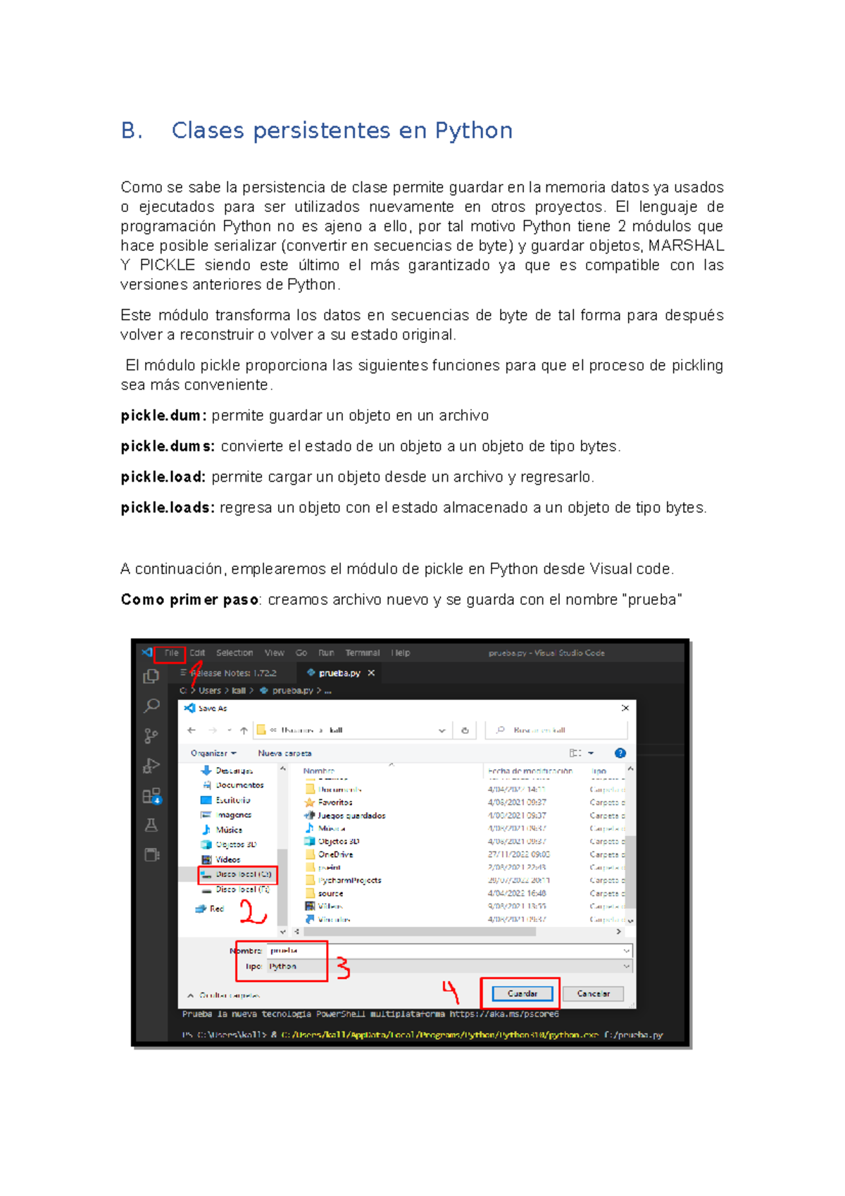 Python - clases persistentes - B. Clases persistentes en Python Como se ...