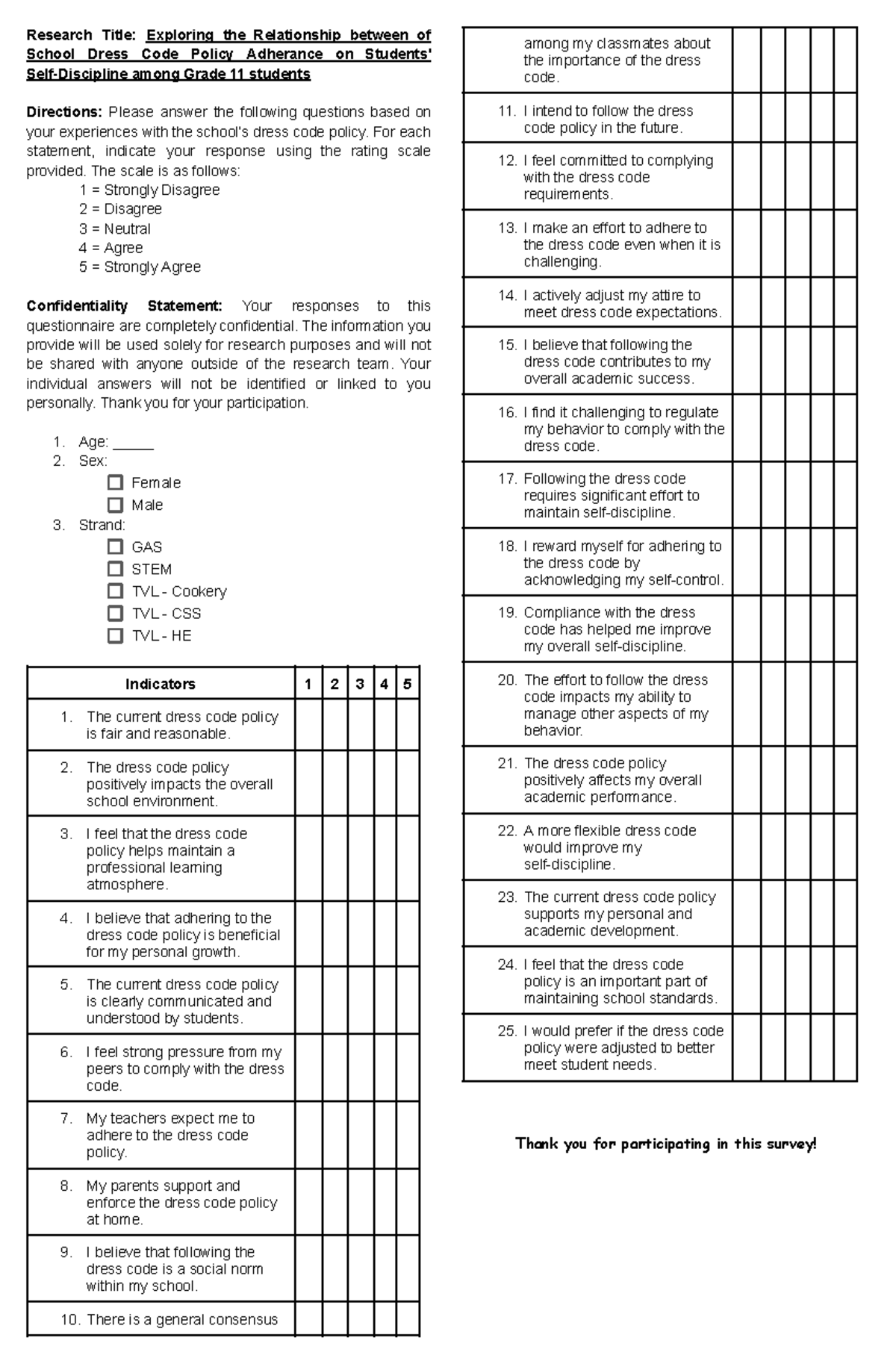 Survey - research ni siya - Research Title: Exploring the Relationship ...