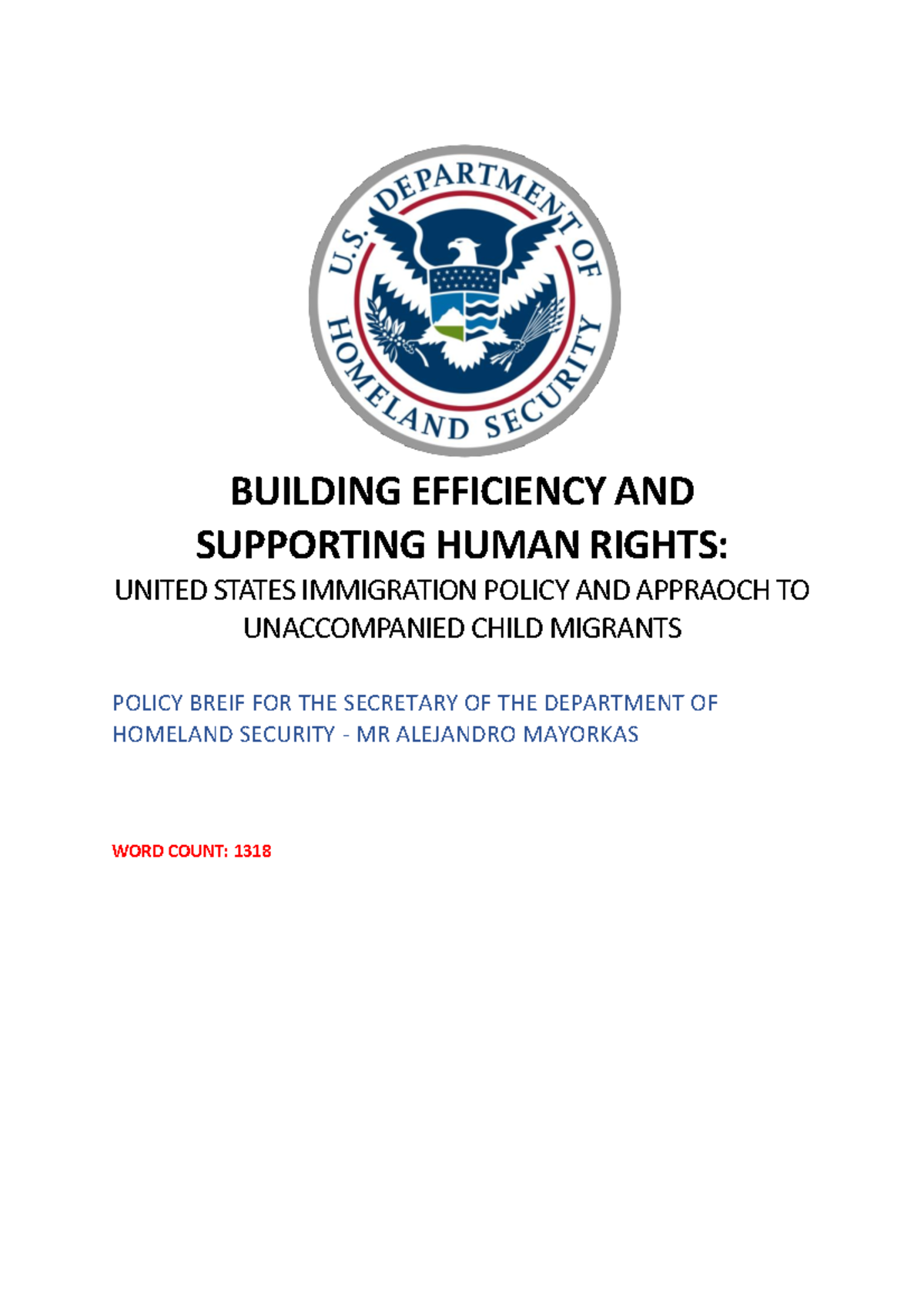 Sample Policy Brief B - BUILDING EFFICIENCY AND SUPPORTING HUMAN RIGHTS ...