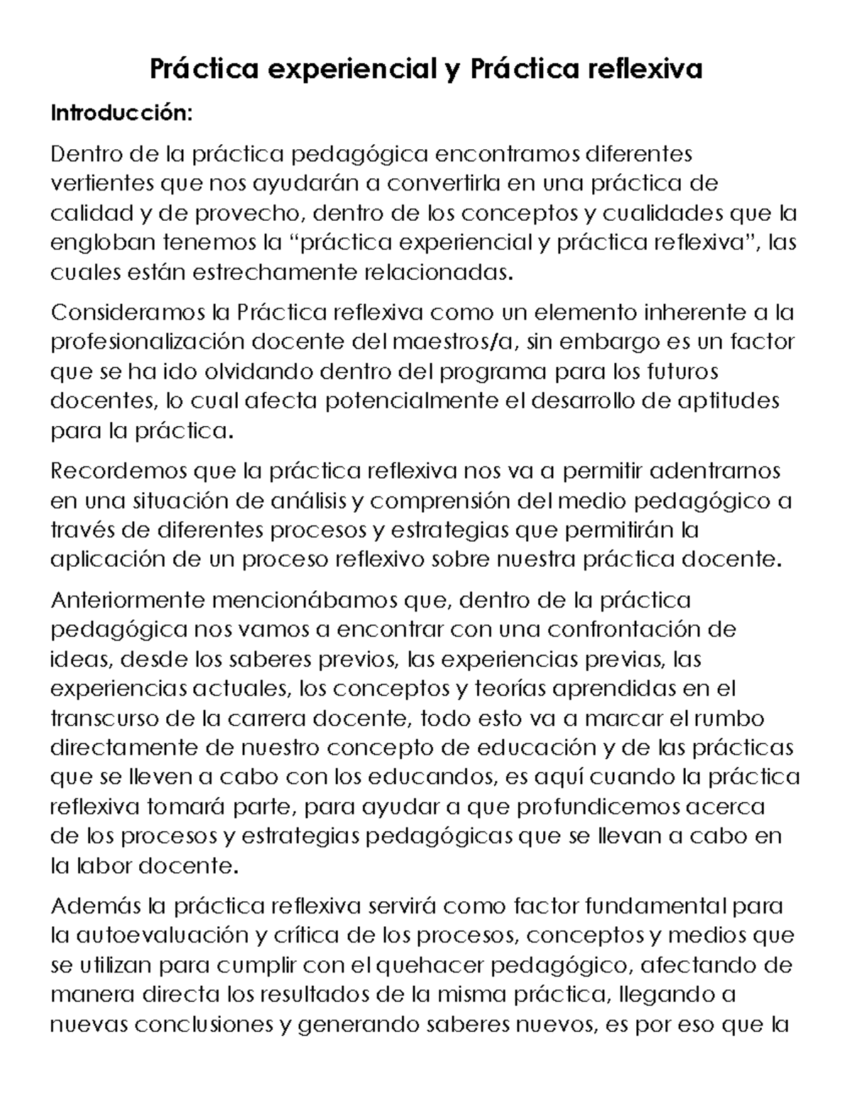 TEMA 2. Práctica Experiencial Y Práctica Reflexiva - Pr·ctica experiencial y Pr·ctica reflexiva ...