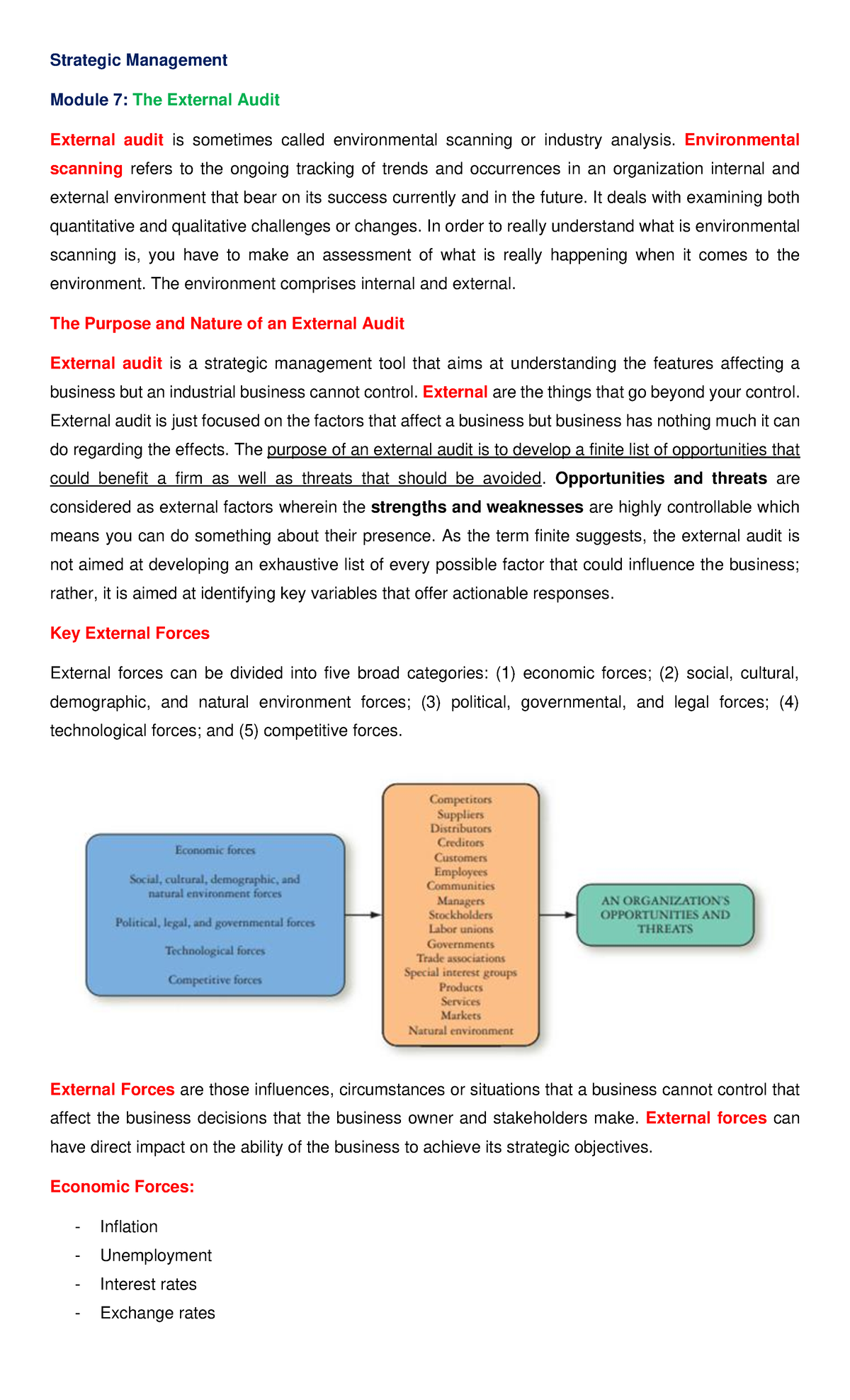 Strat Man Module 7 - This is only my notes and no answer on quiz or ...