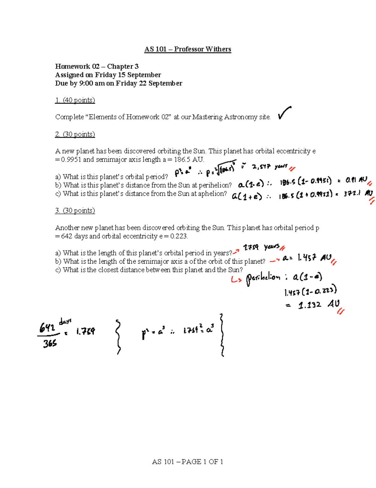 AS 101 - HW 2 - Homework 2 - AS 101 – PAGE 1 OF 1 AS 101 – Professor ...