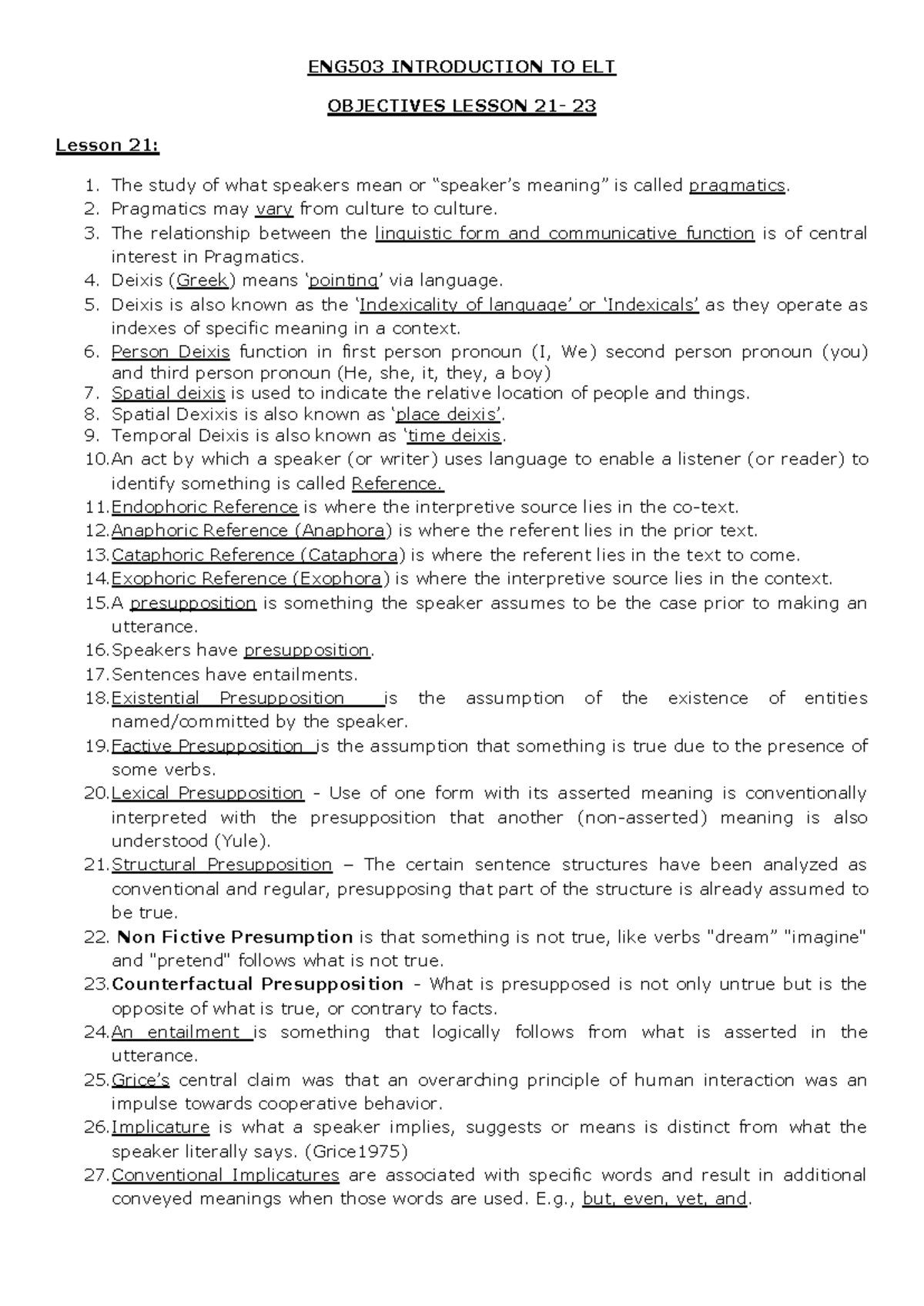 ENG503 Objectives lesson 21 to 24-1 - ENG503 INTRODUCTION TO ELT ...