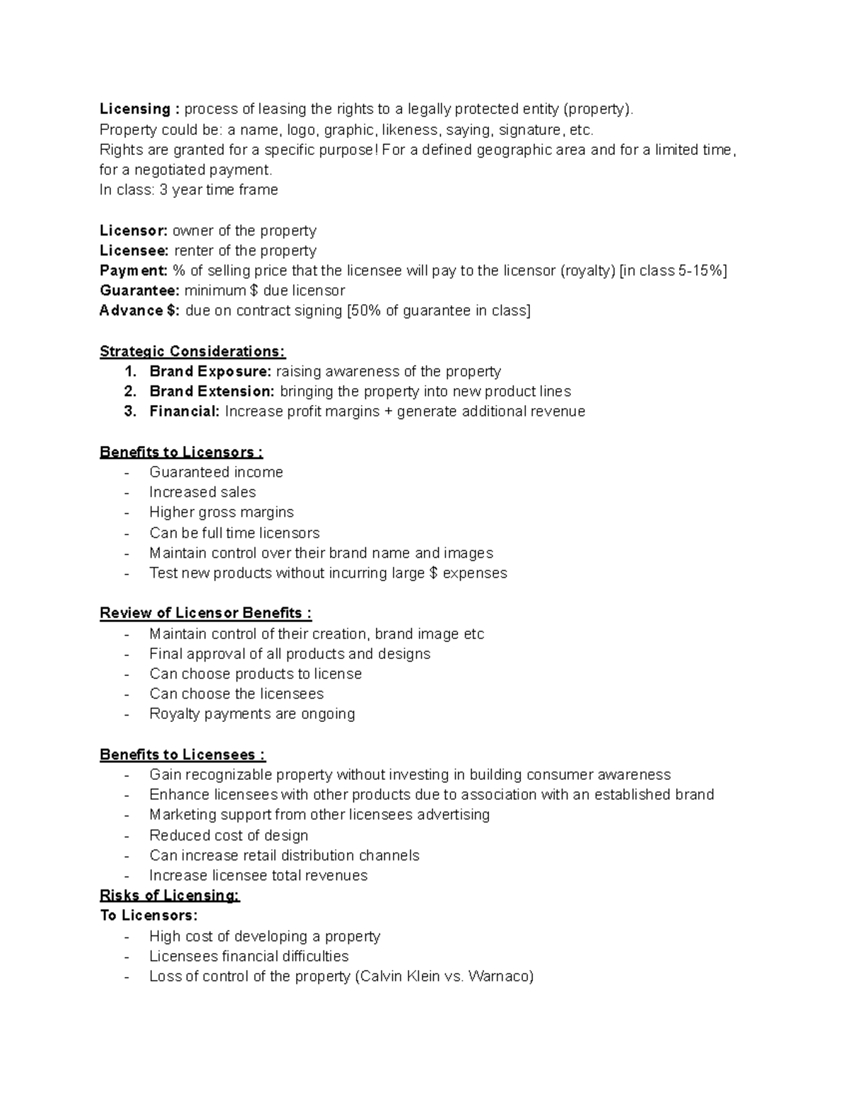 Untitled document - Notes for first unit of course - Licensing ...