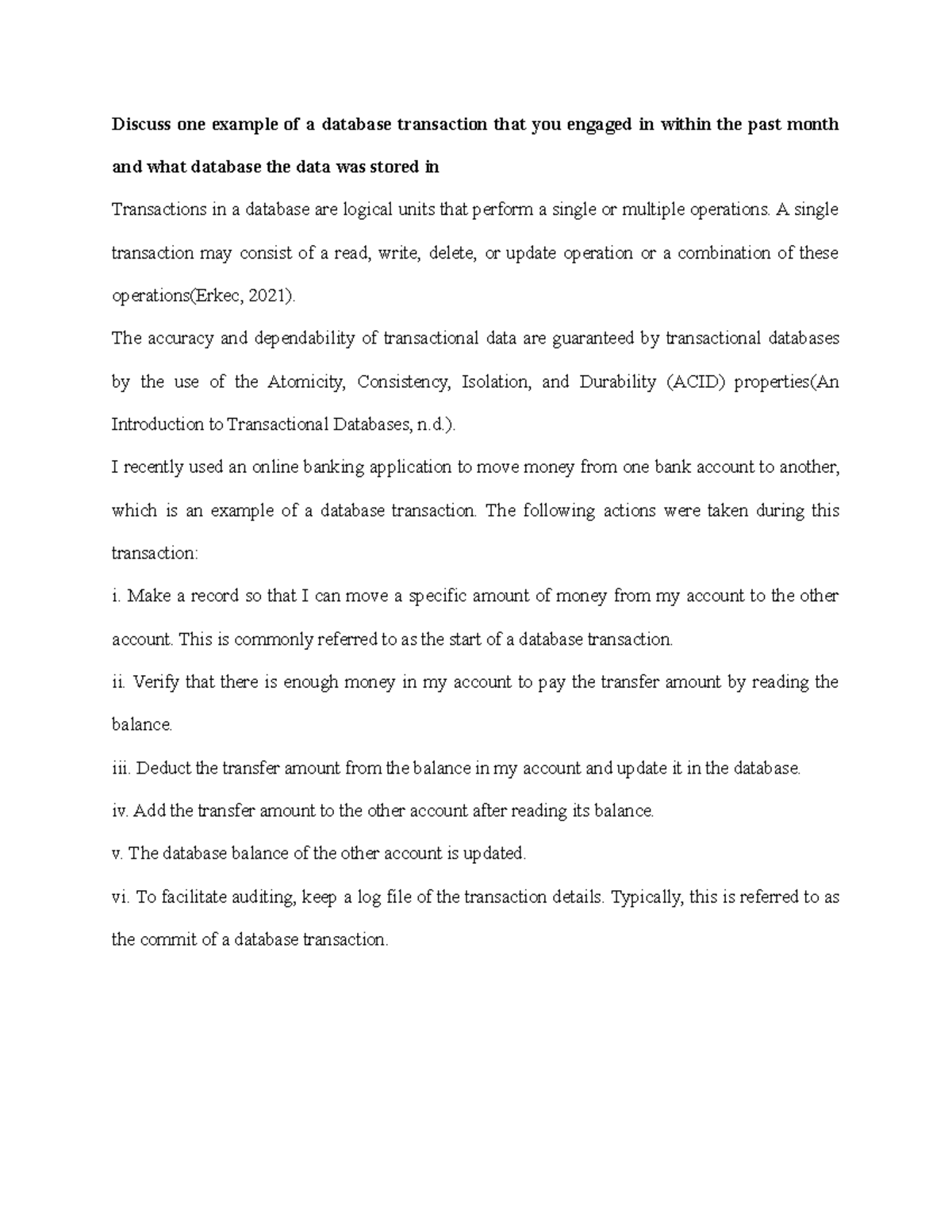 Assignment 45 - Course work - Discuss one example of a database ...