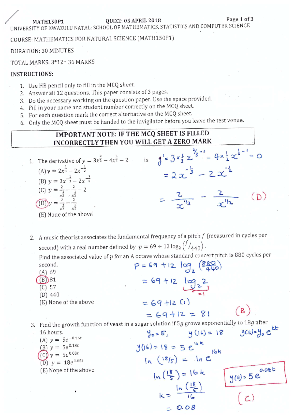 Quiz 2 Solution - MATH150 - Studocu