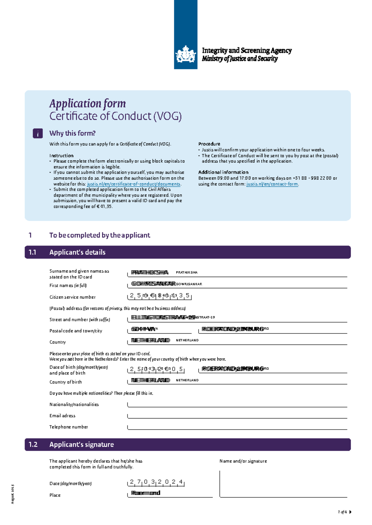 VOG 2023 - Forumulen - August 2023 Application form Certificate of ...