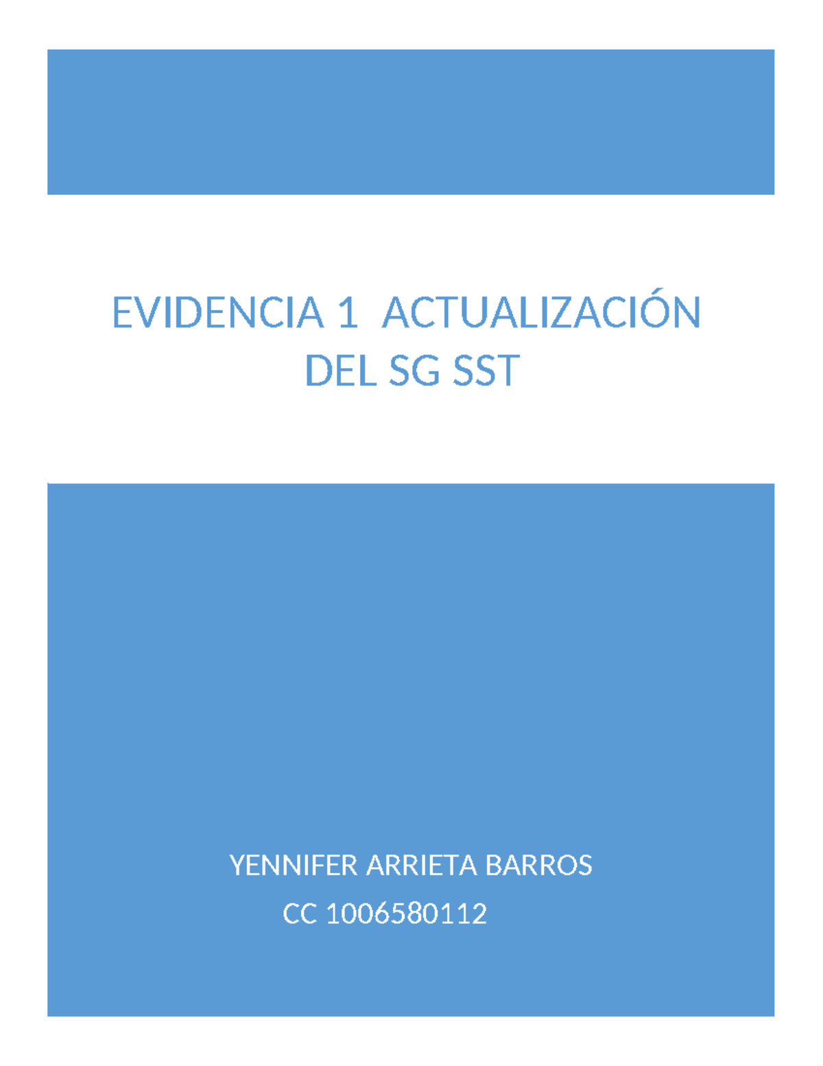 Evidencia 1 ACT SG SST - actividad - YENNIFER ARRIETA BARROS CC ...