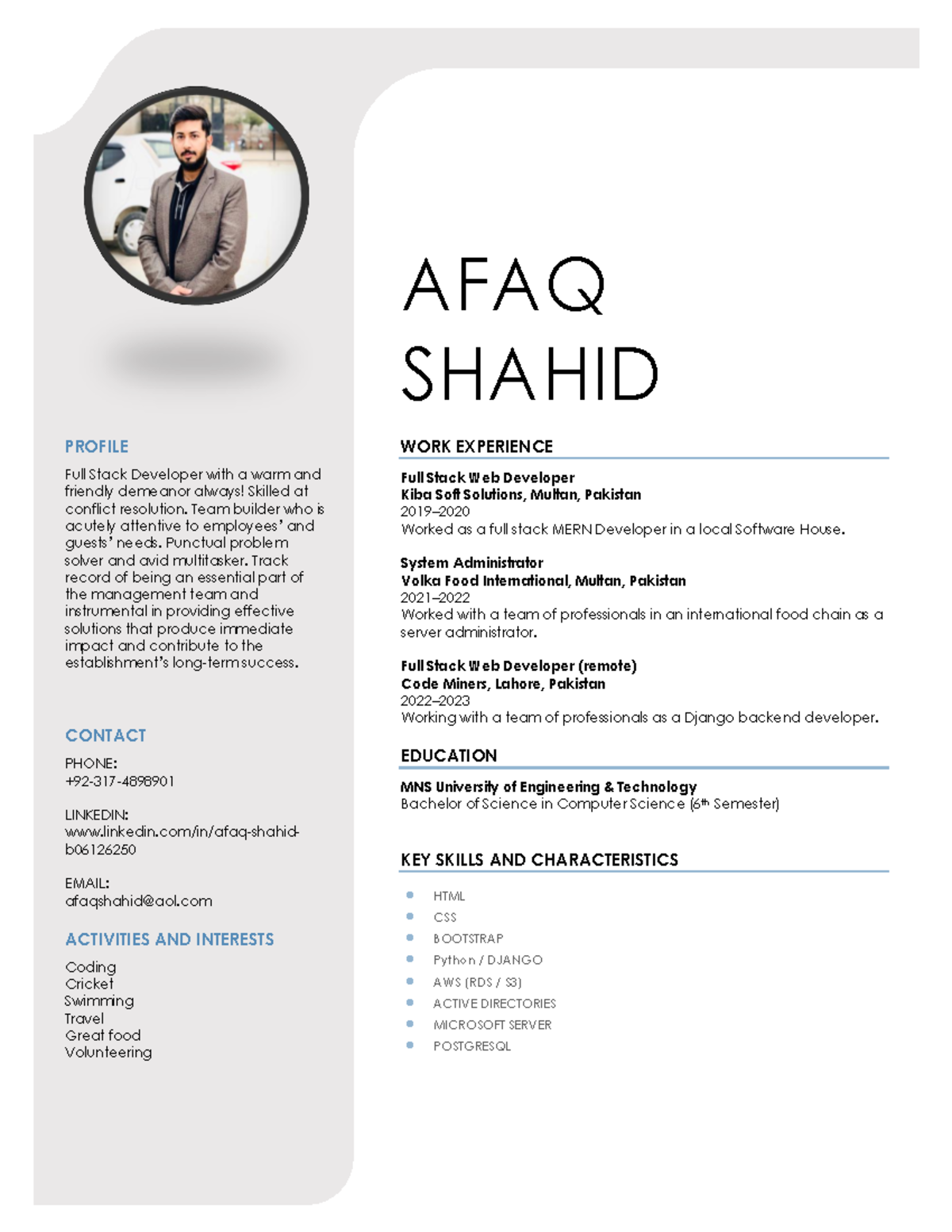 Afaq Shahid - Hshjajdhsjajdnns - AFAQ SHAHID PROFILE Full Stack ...